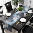 Blue Grey Table Runner 108 Inches Long - Modern Oil Painted Abstract ...