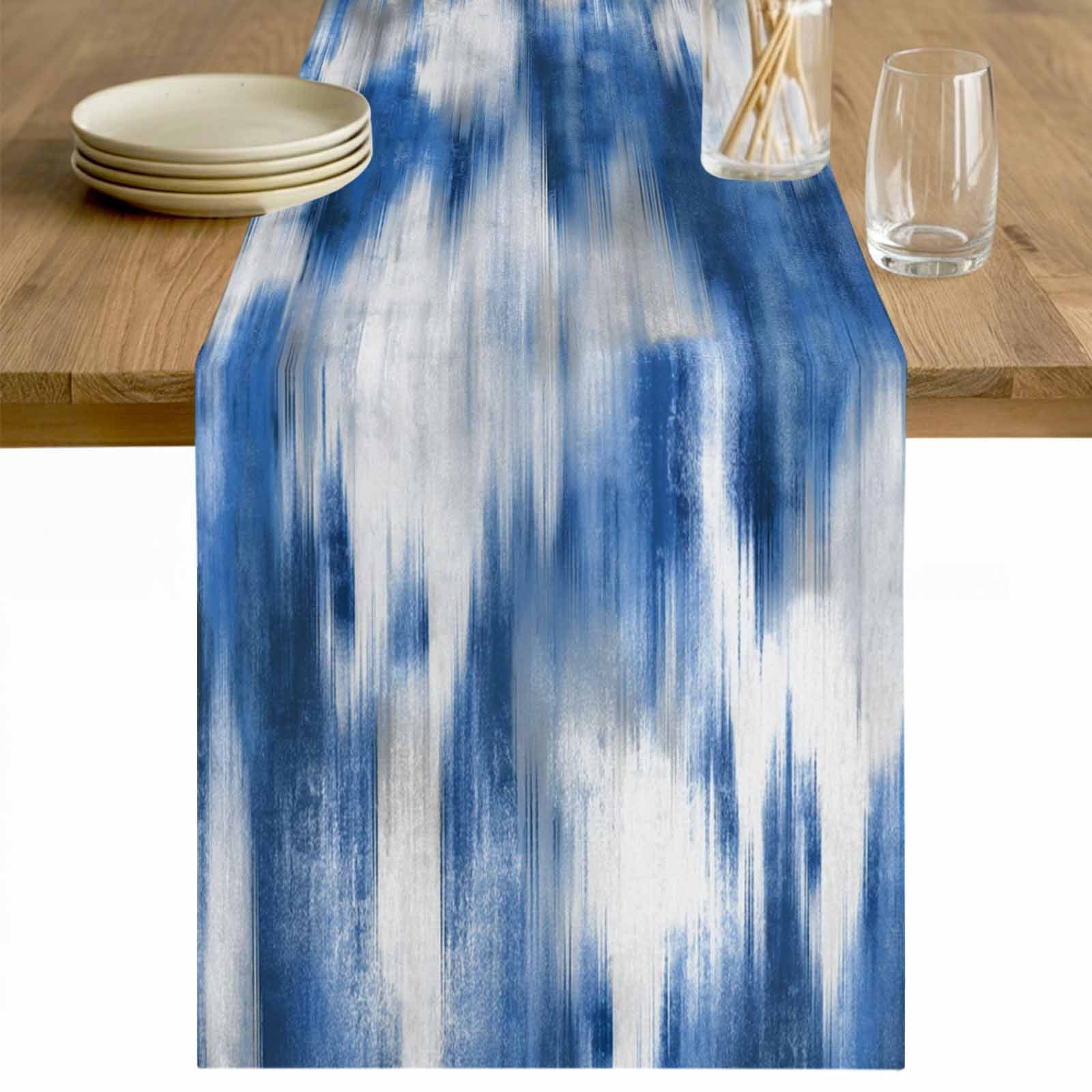 Blue Grey Table Runner - 90 Inch Long Modern Abstract Gradient Texture ...
