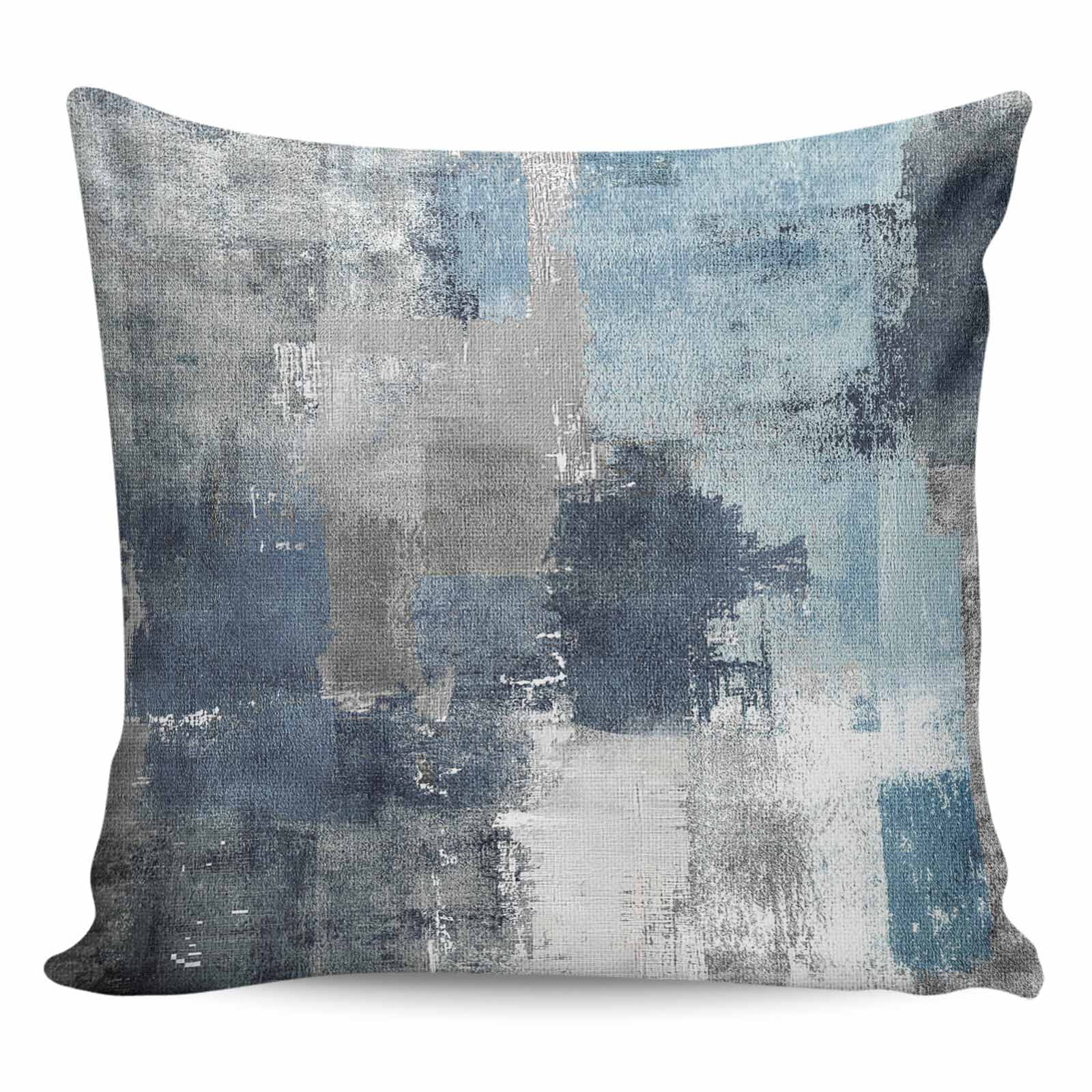Blue Grey Throw Pillow 16x16 Inch, Abstract Art Oil Painting Modern ...