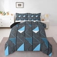 Blue Grey Triangle King Size Comforter Sets for Kids Teens Adults ...