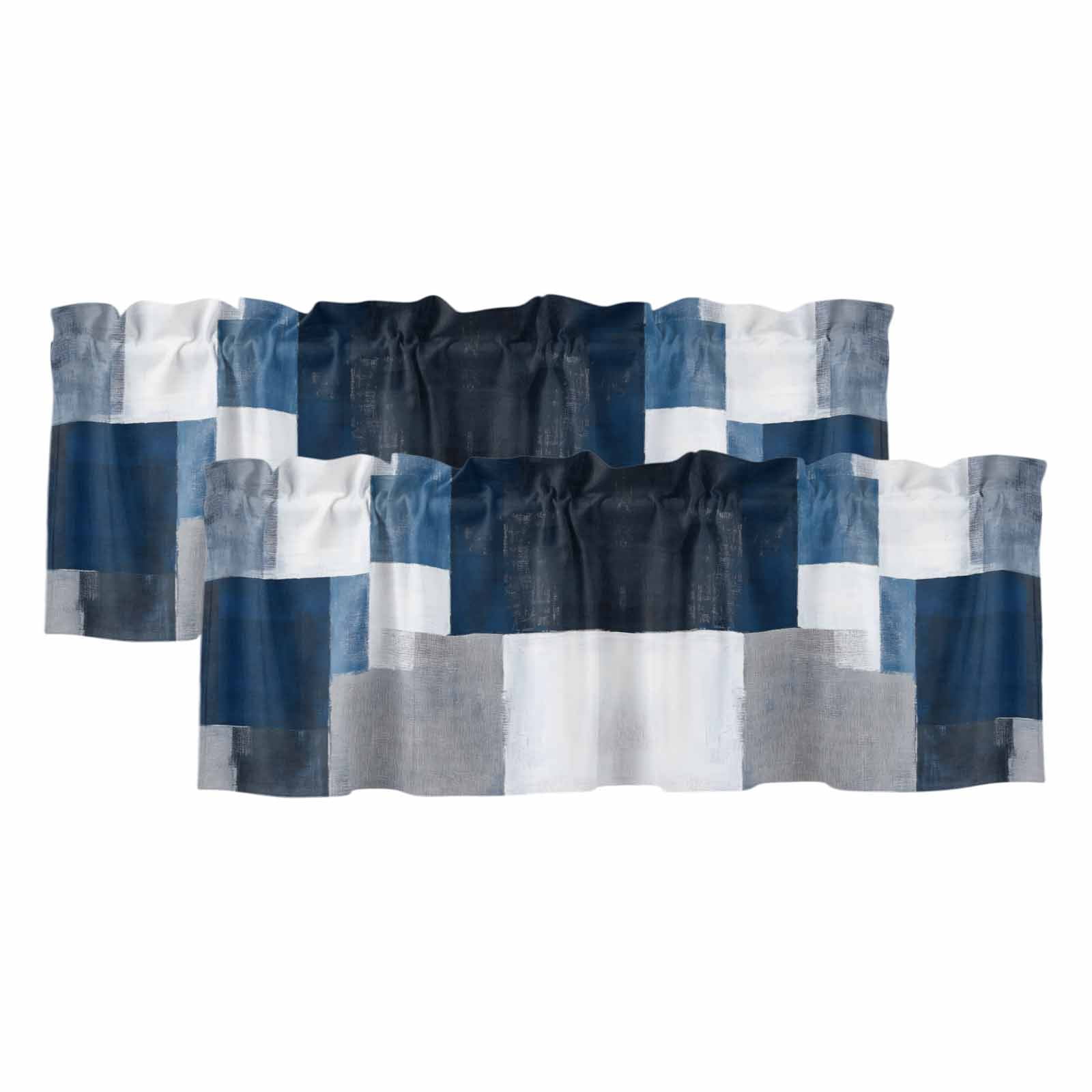 Blue Grey Valances for Windows 2 Panels Abstract Graffiti Modern ...