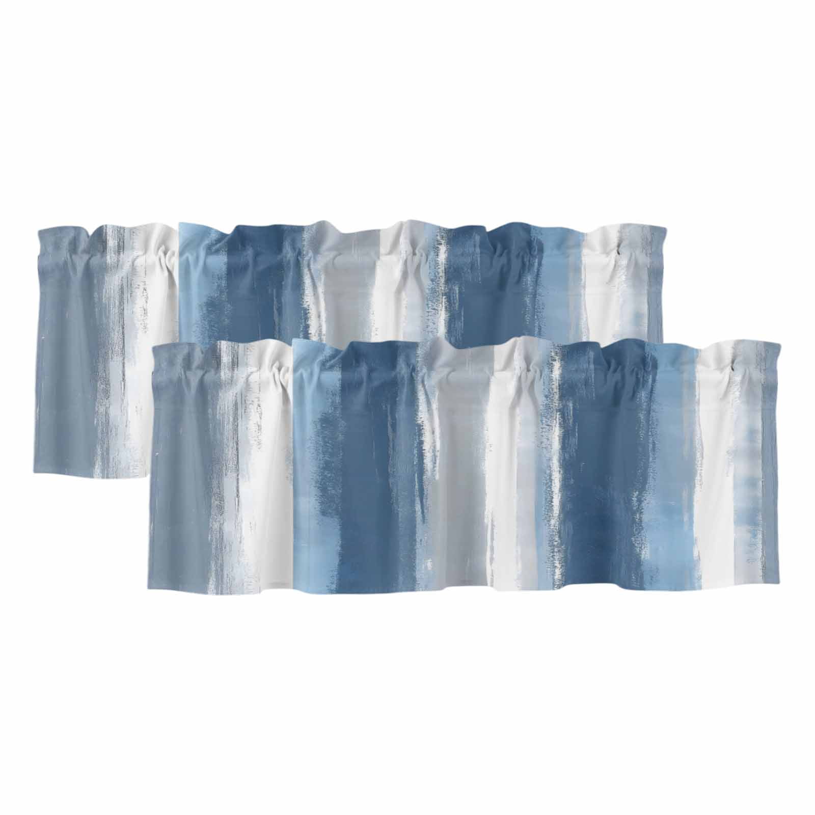 Blue Grey Valances for Windows 2 Panels Modern Watercolor Abstract Art ...