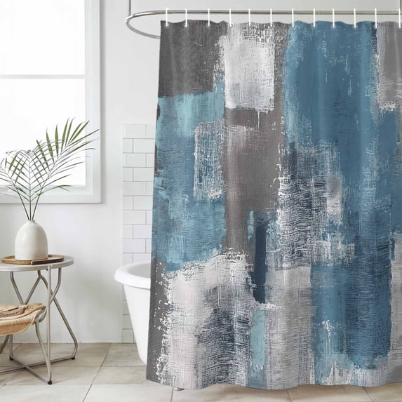 Blue Grey Waterproof Fabric Shower Curtain,Modern Oil Painting Art ...