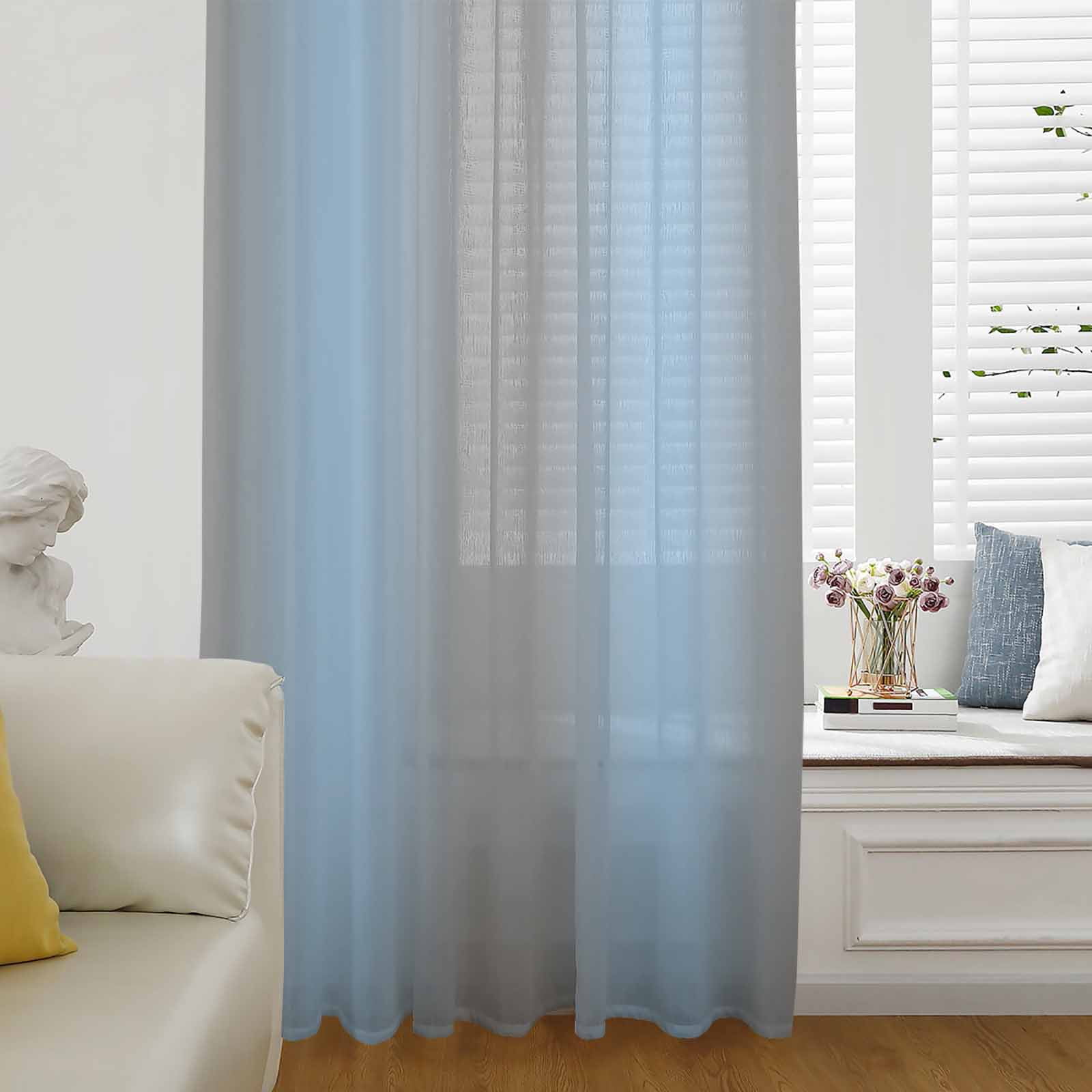 Blue Grey Window Curtain 72 Inches Long,Modern Minimalist Solid ...