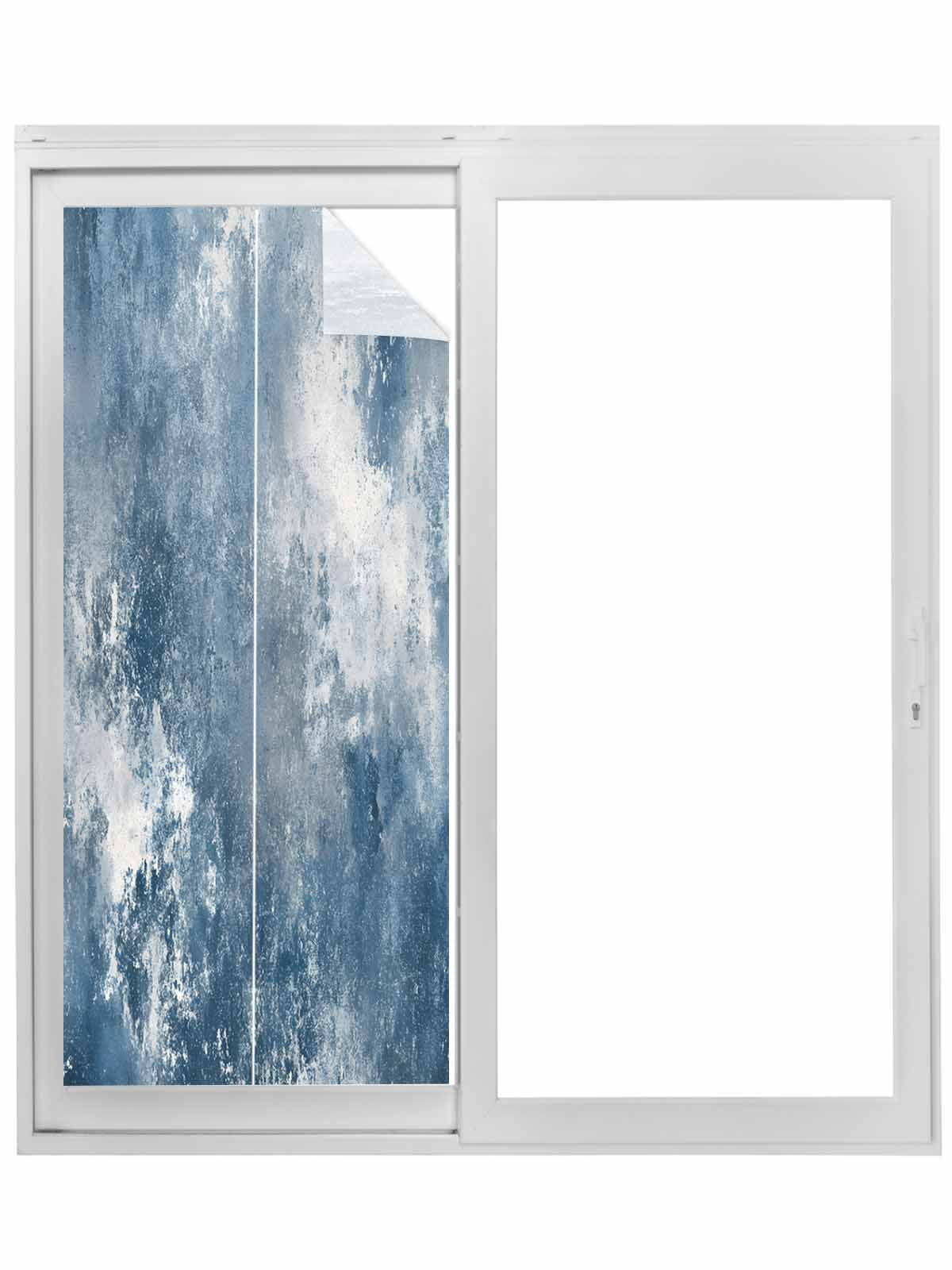 Blue Grey Window Privacy Film, Oil Painting Modern Abstract Static ...