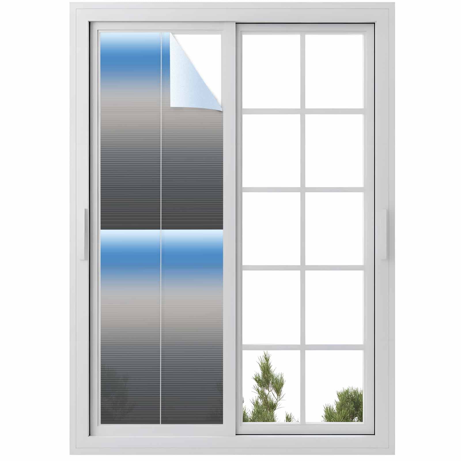 Blue Grey Window Privacy Film Stripe Gradient Decorative Glass Window ...