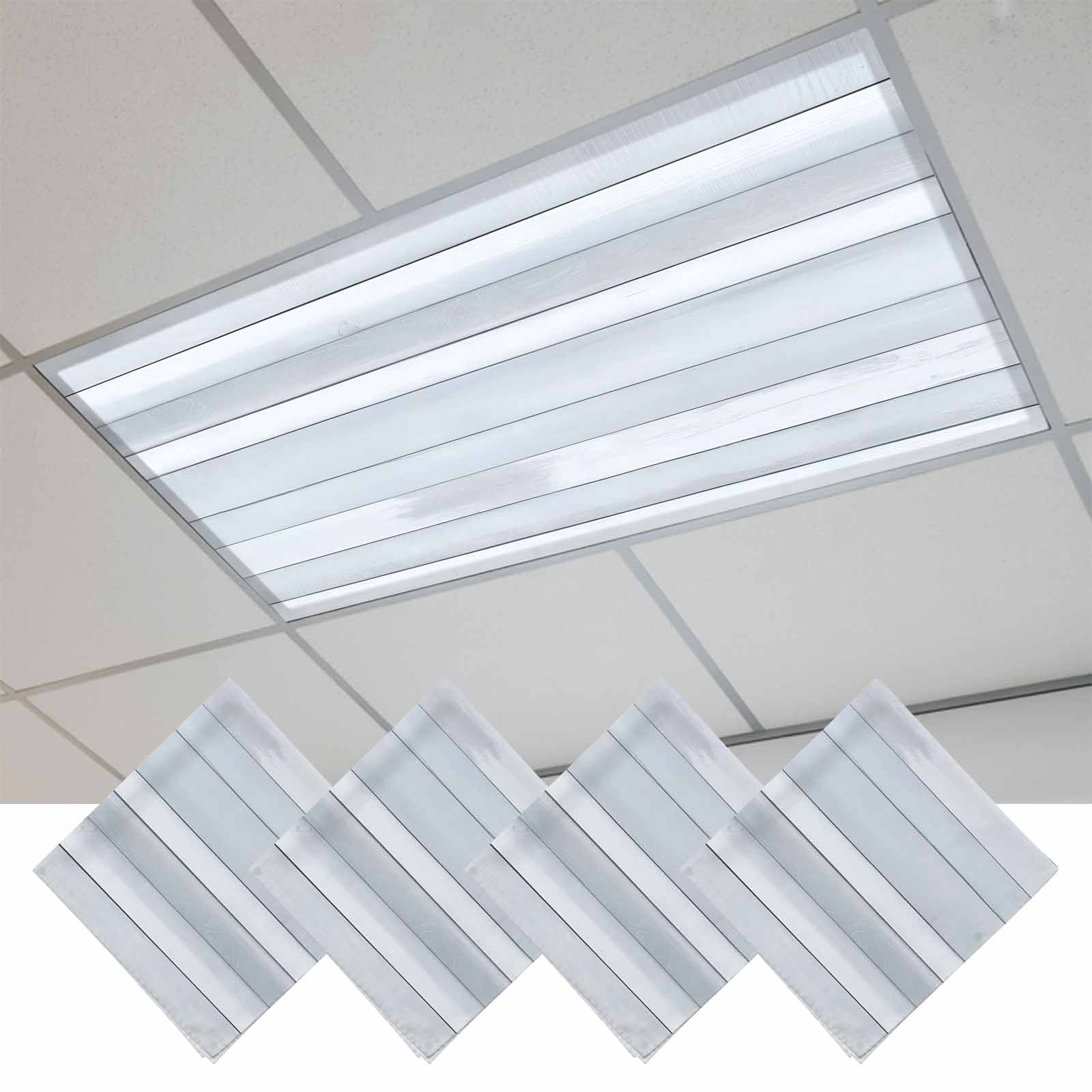 Blue Grey Wood Plank Magnetic Fluorescent Light Covers for Ceiling ...