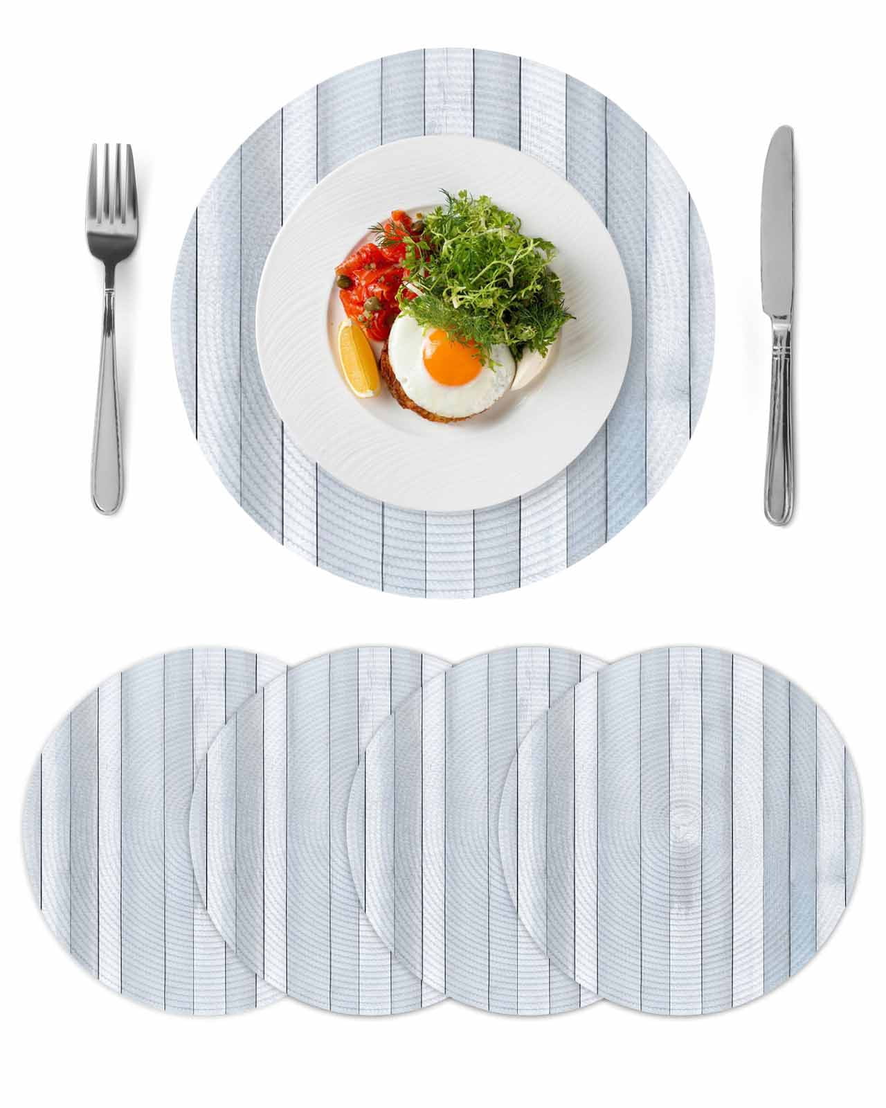 Blue Grey Wood Plank Round Placemats Set of 4 for Dinning Tables,Heat ...