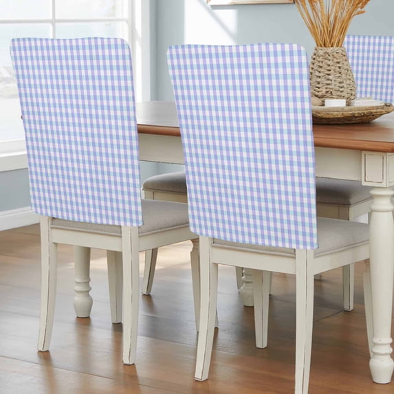 Blue Grid Chair Back Covers, Checkered Plaid Gingham Lattice Trellis ...