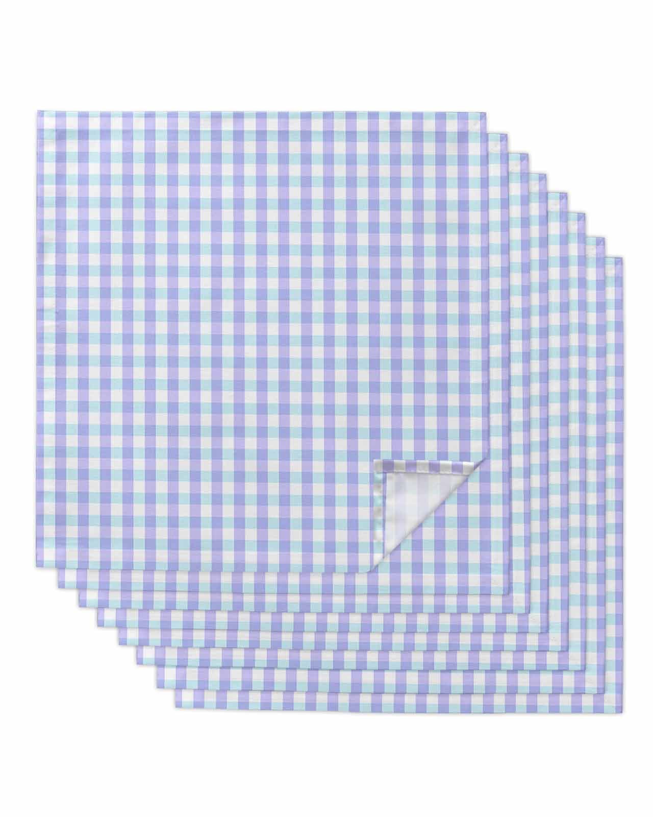 Blue Grid Cloth Napkins Set of 8 Reusable Dinner Napkins, Checkered ...