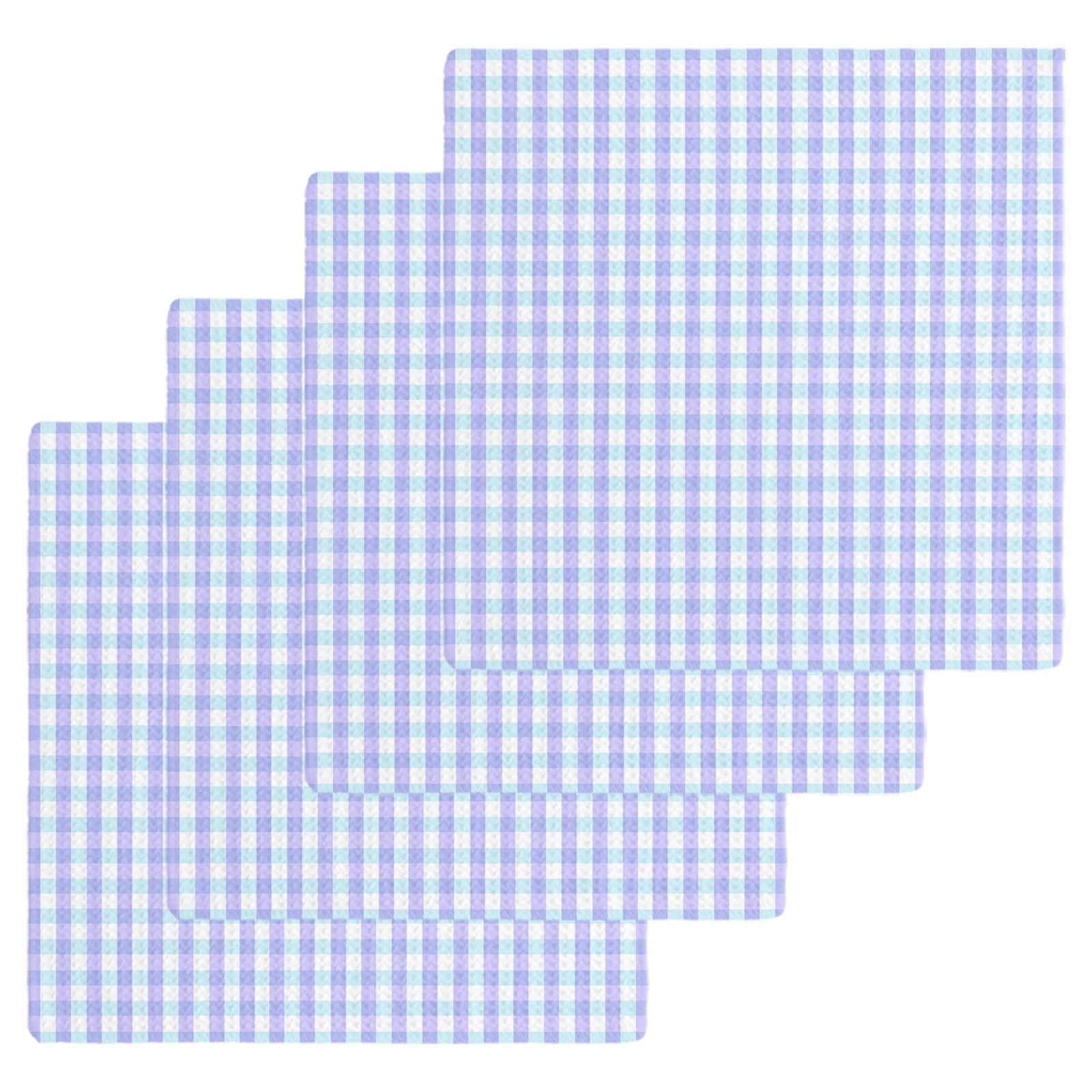 Blue Grid Kitchen Dish Towels for Drying Dishes Set of 4, Checkered ...