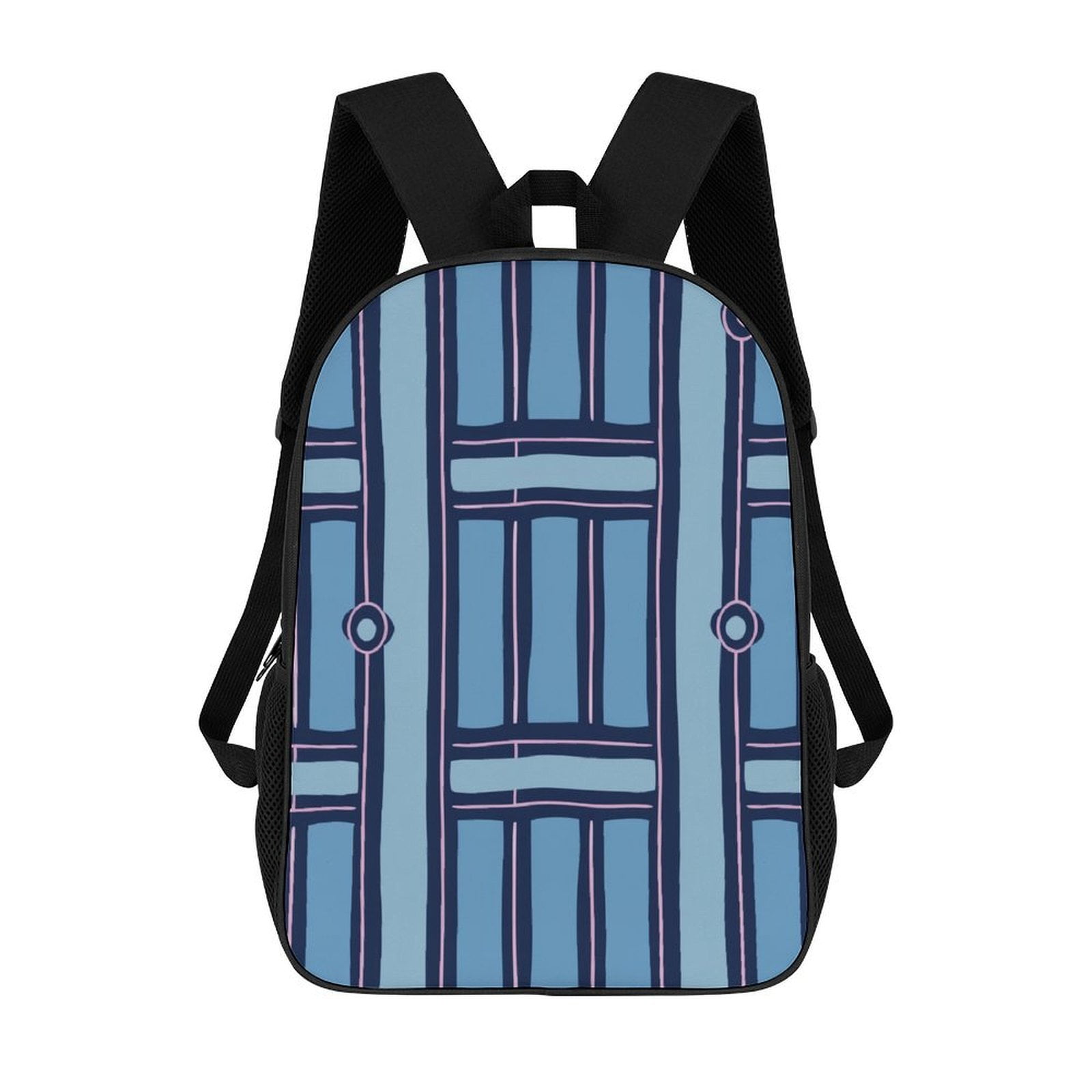 Blue Grid Pattern Book Bag Woman Man Bag 17 Inch Backpack Bag - Walmart.com