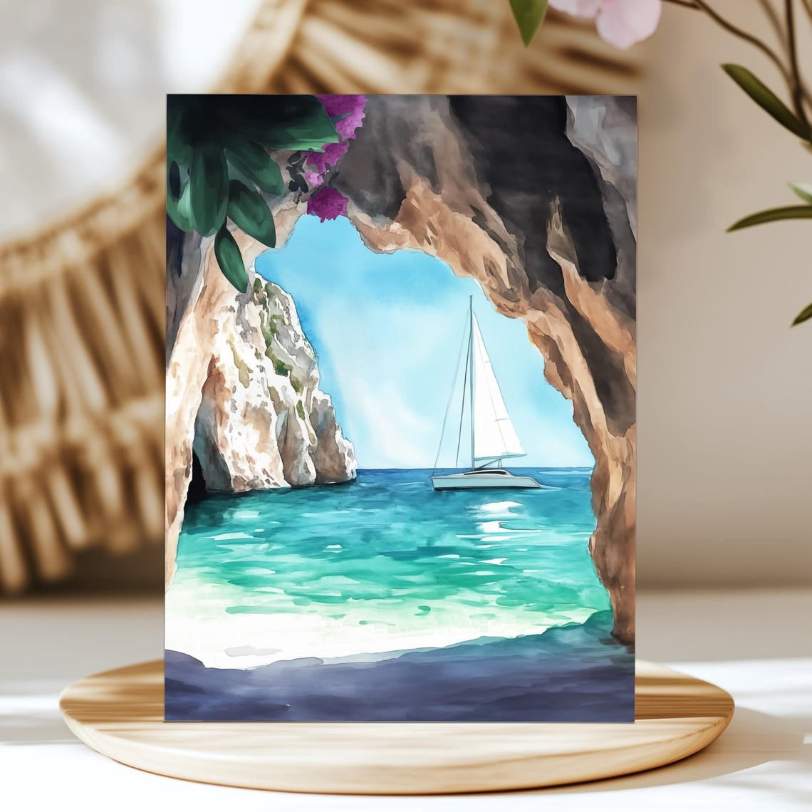 Blue Grotto Italy Print, Capri Coastal Wall Art, Amalfi Coast Seascape ...