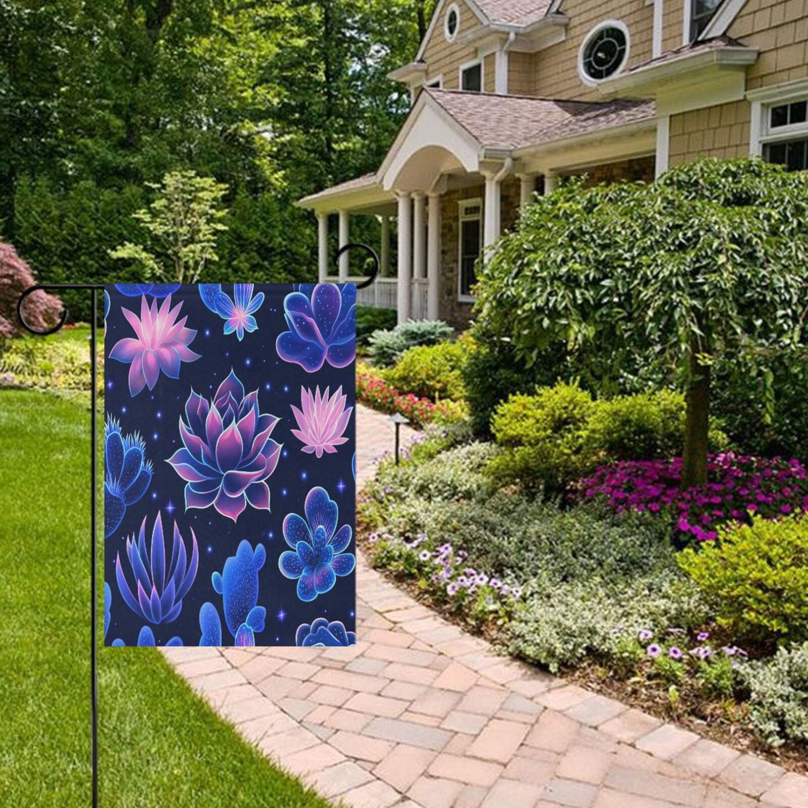 Blue Growing Flowers Garden Flag Double Sided 12 x 18 Inch Outside Yard ...