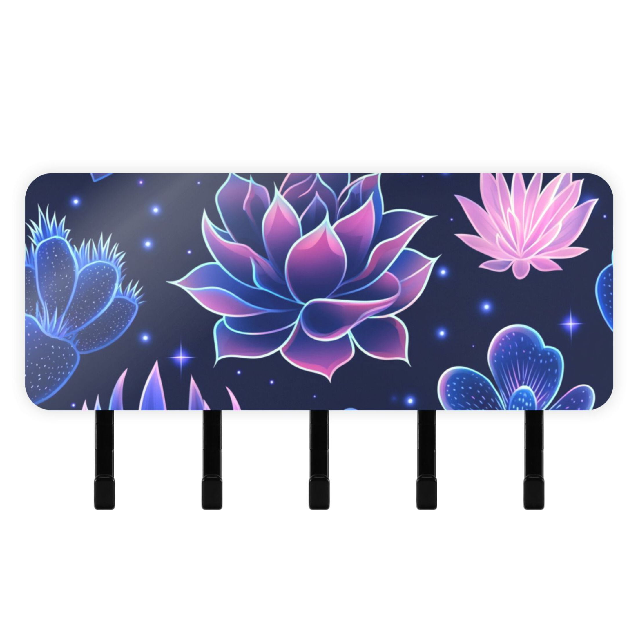 Blue Growing Flowers Key Holder for Wall Mail Holder Organizer with 5 ...