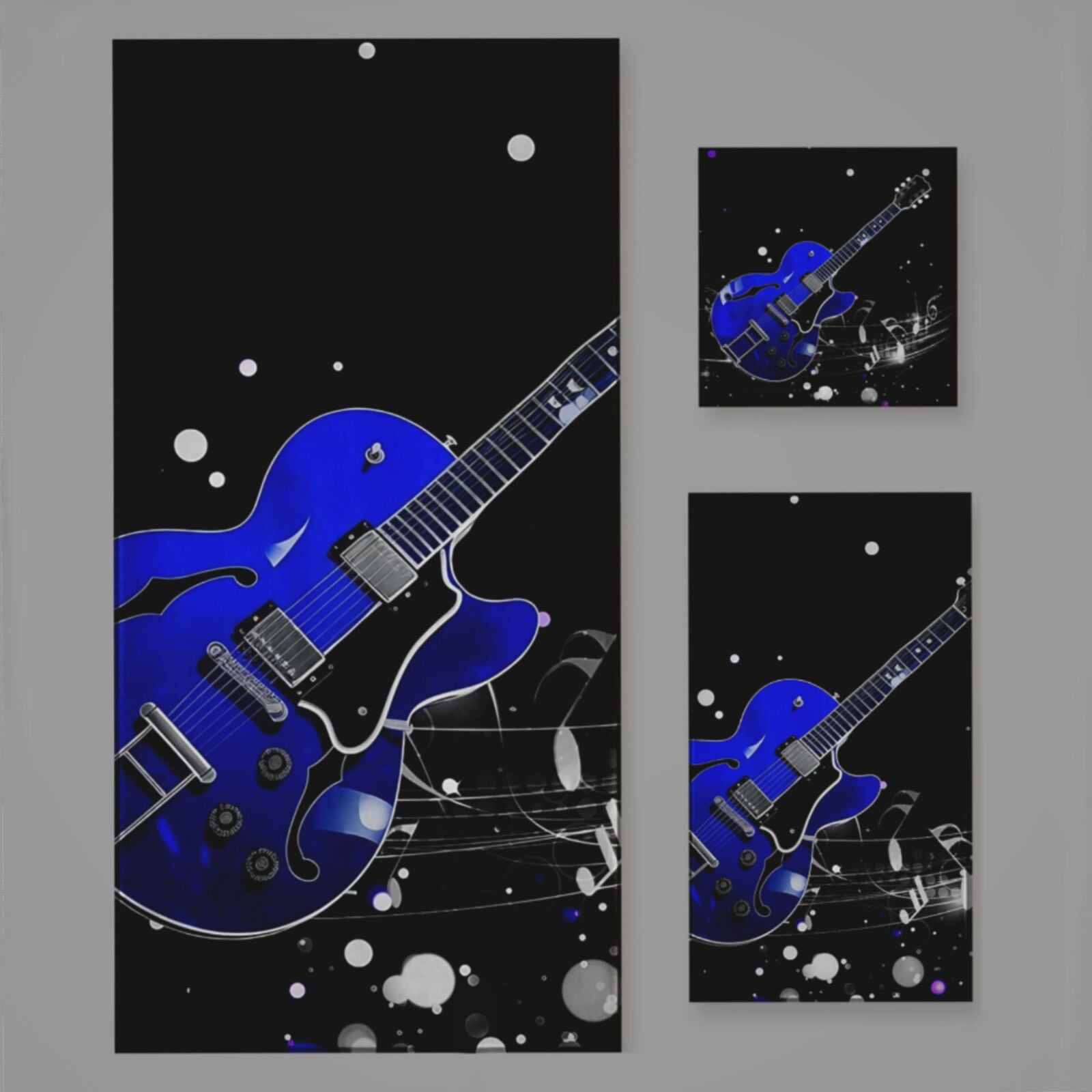 Blue Guitar Notes Bath Towel Sets For Bathroom Hand Towels Fingertip ...