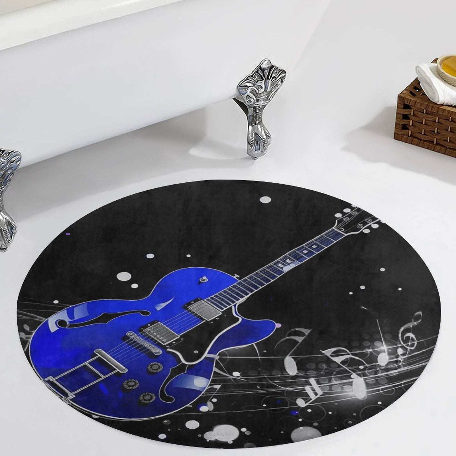 Blue Guitar Notes Round Carpet Circle Rug Outdoor Patio Area Rug ...