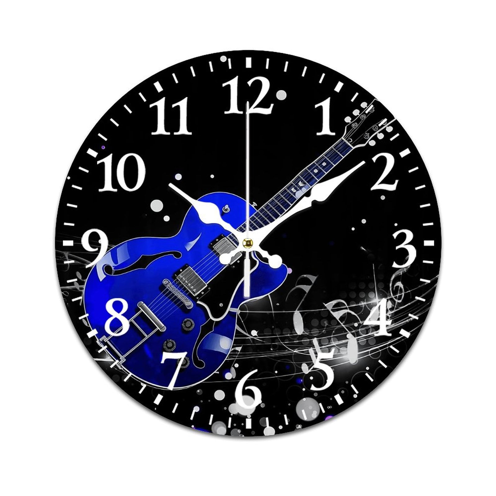 Blue Guitar Notes Wall Clock Modern Design Clocks Wall Hanging Home ...