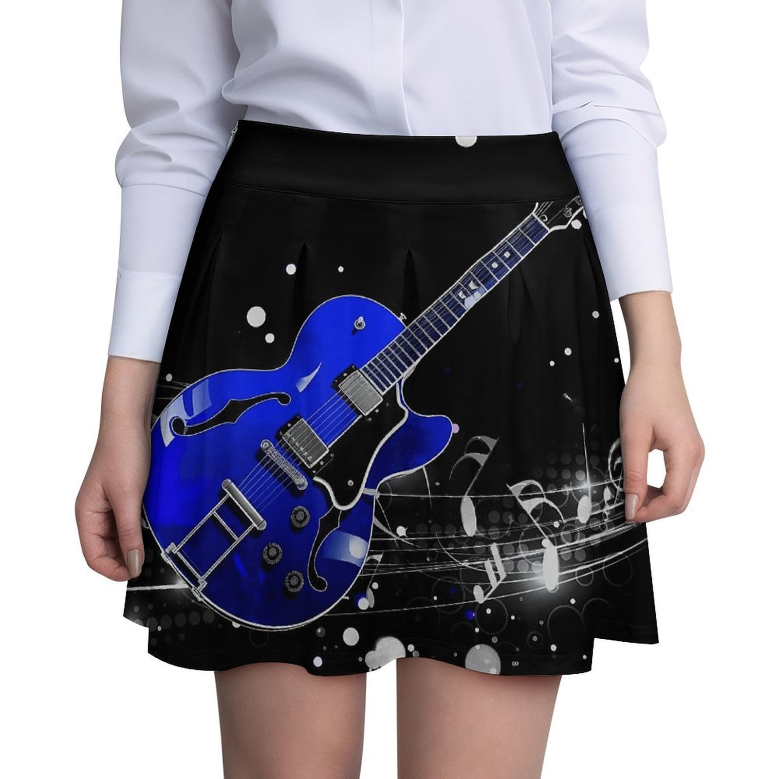 Blue Guitar Notes Women's Casual Mini Skirt Invisible Zipper Summer ...