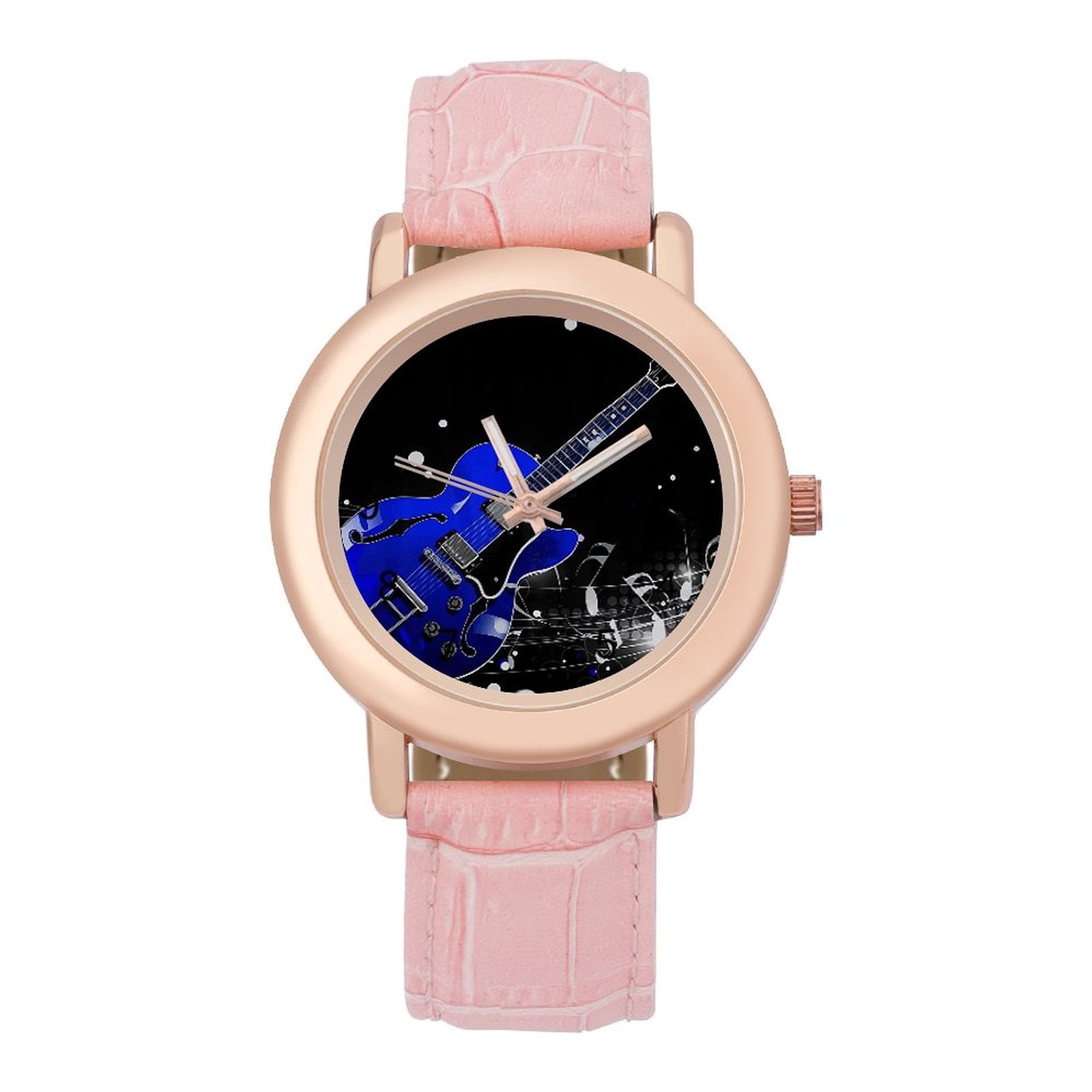 Blue Guitar Notes Women's Leather Strap Watch Elegant Leather Ladies ...