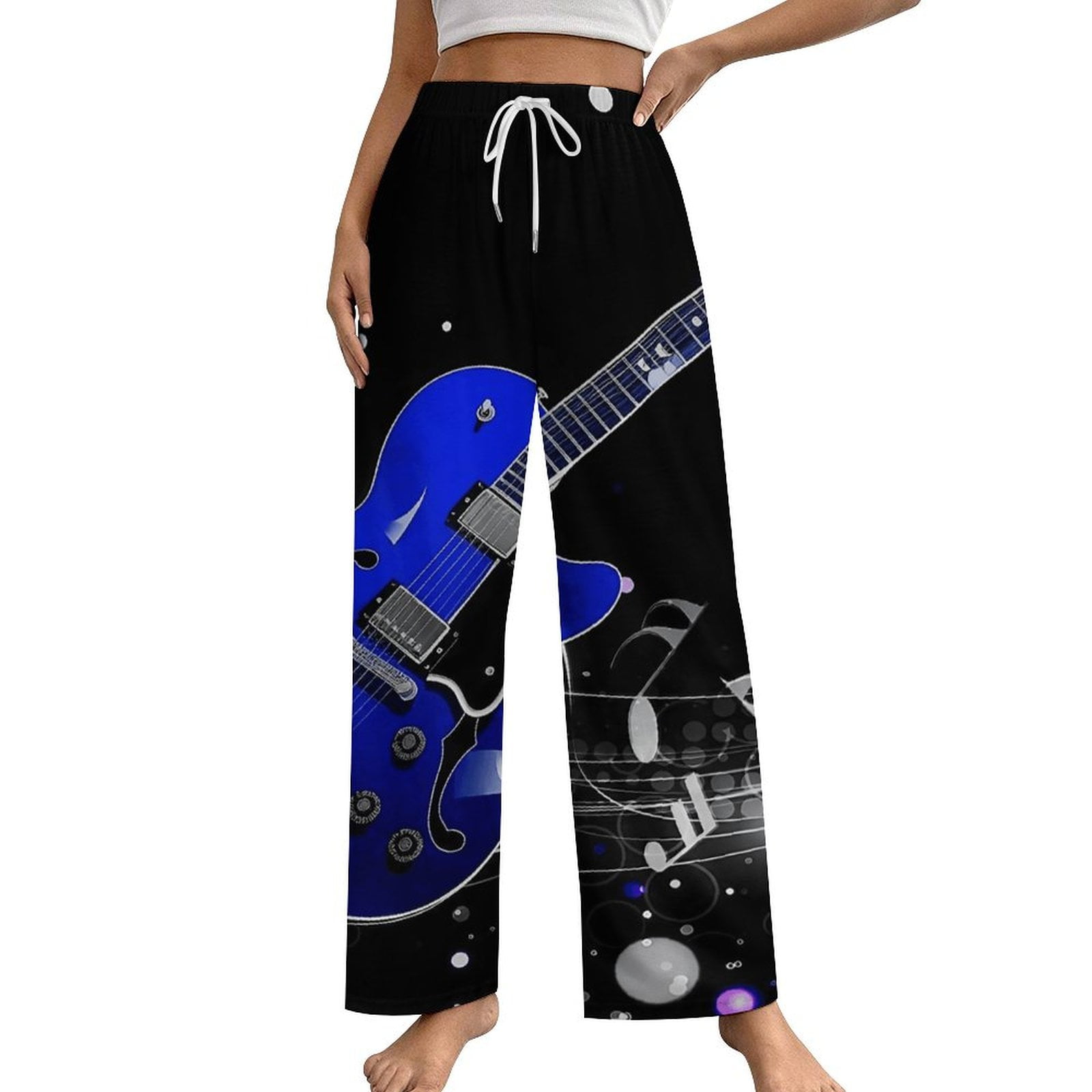 Blue Guitar Notes Women's Pajamas Pajama Pants Women's Sleepwear Lounge ...