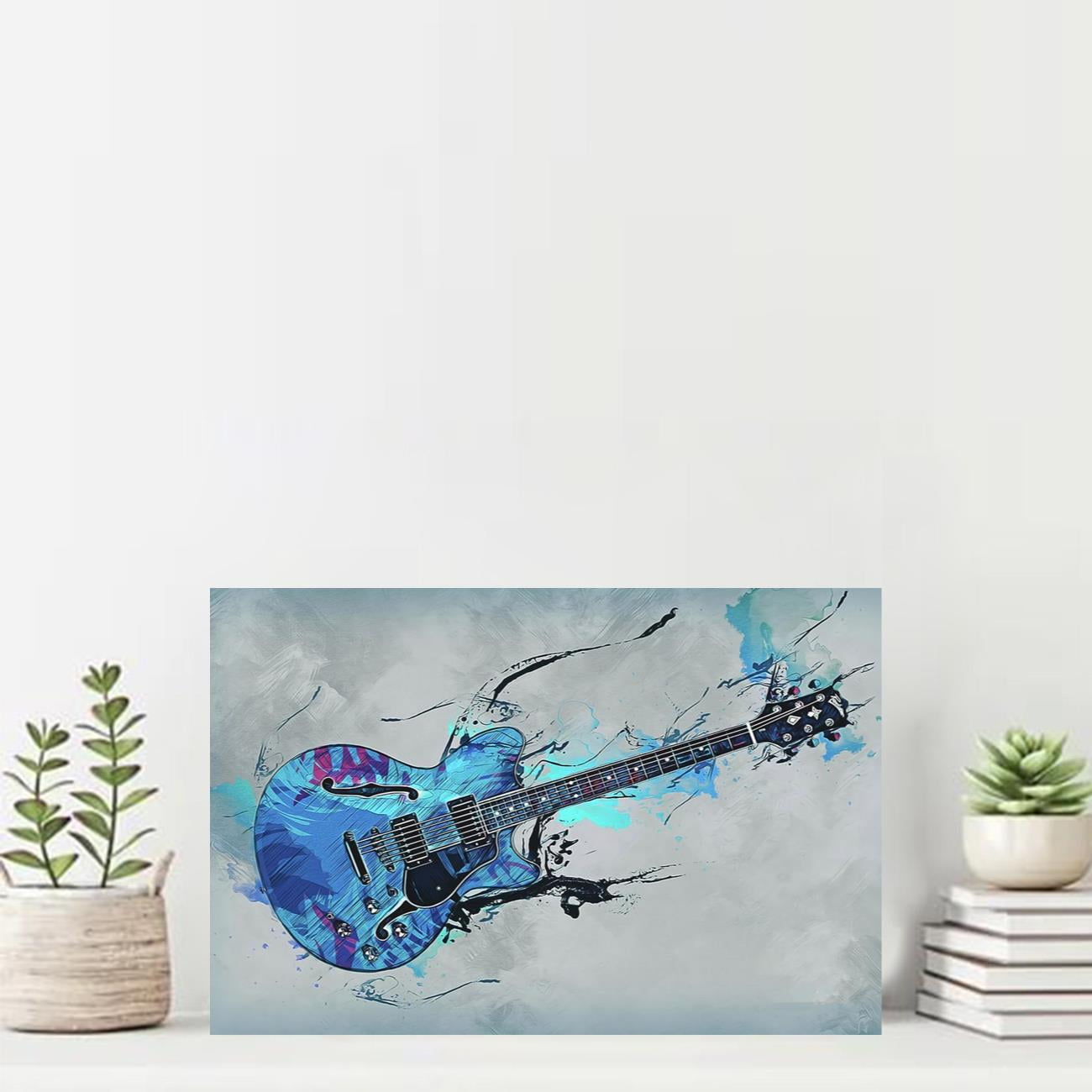 Blue Guitar Print Art Poster 24 x 36 Inch Poster - Walmart.com