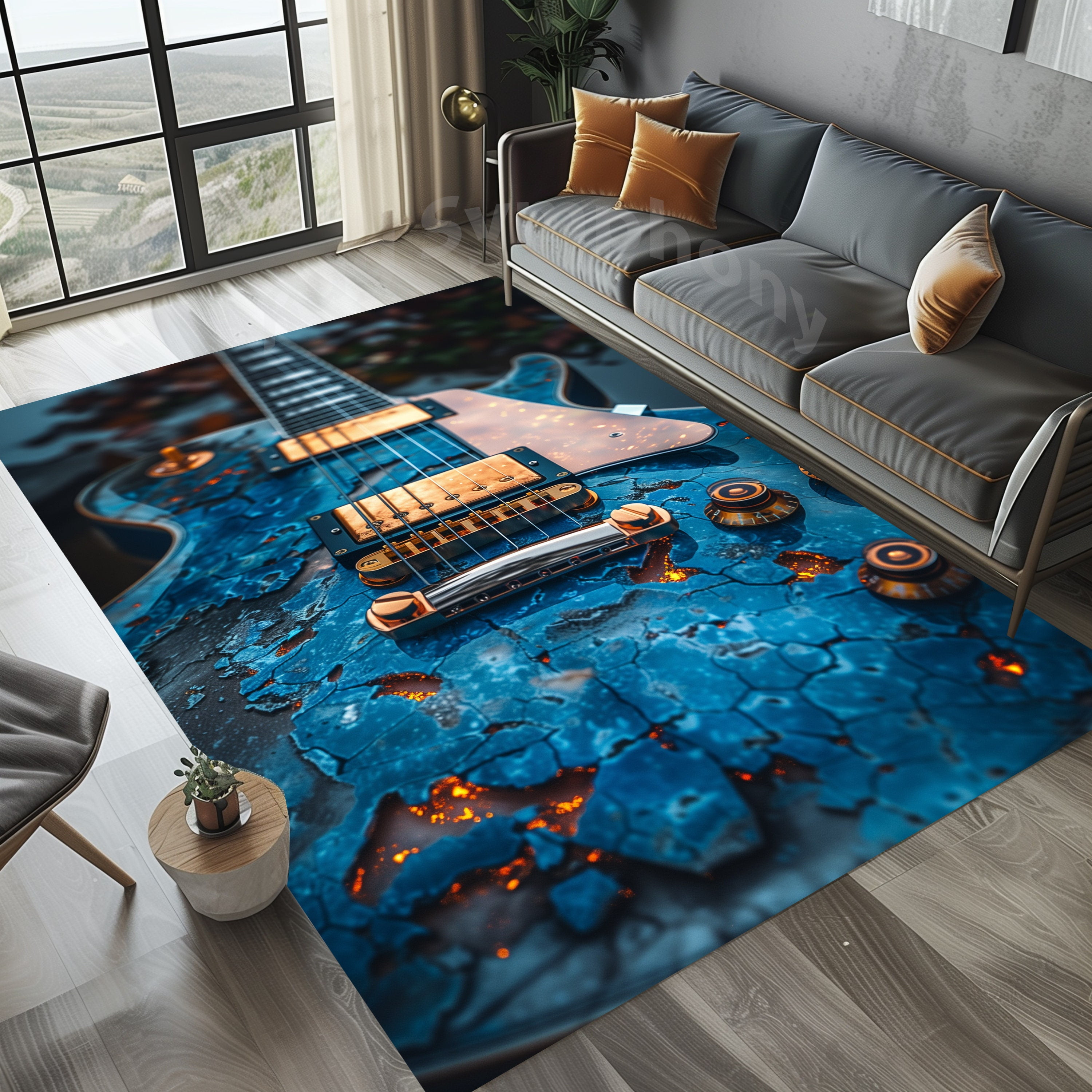 Blue Guitar Rug 2x3 ft = 65x95 cm - Walmart.com