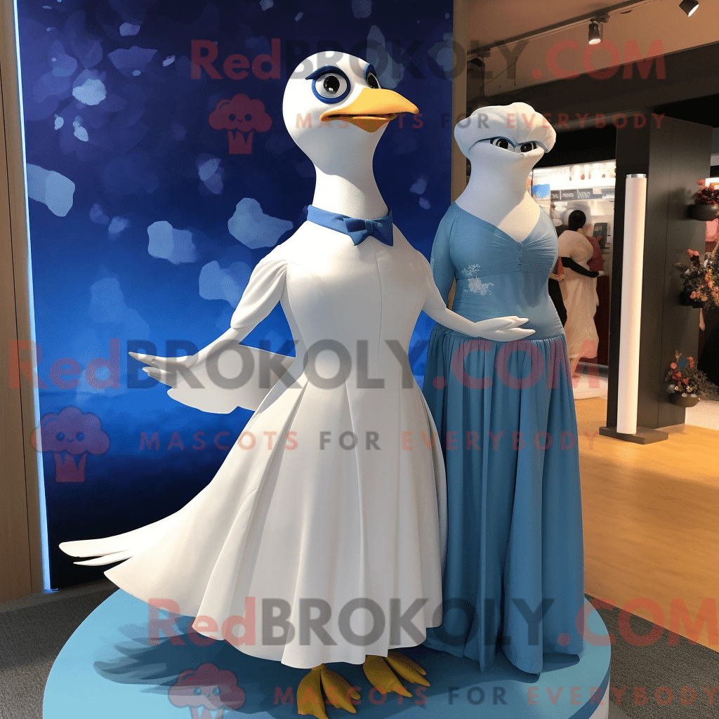 Blue Gull REDBROKOLY mascot costume character dressed with a Wedding ...