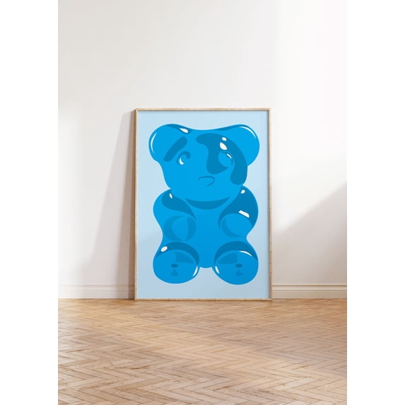 Blue Gummy Bear Pop Art Wall Art Maximalist Decor, Unframed Paper Print ...