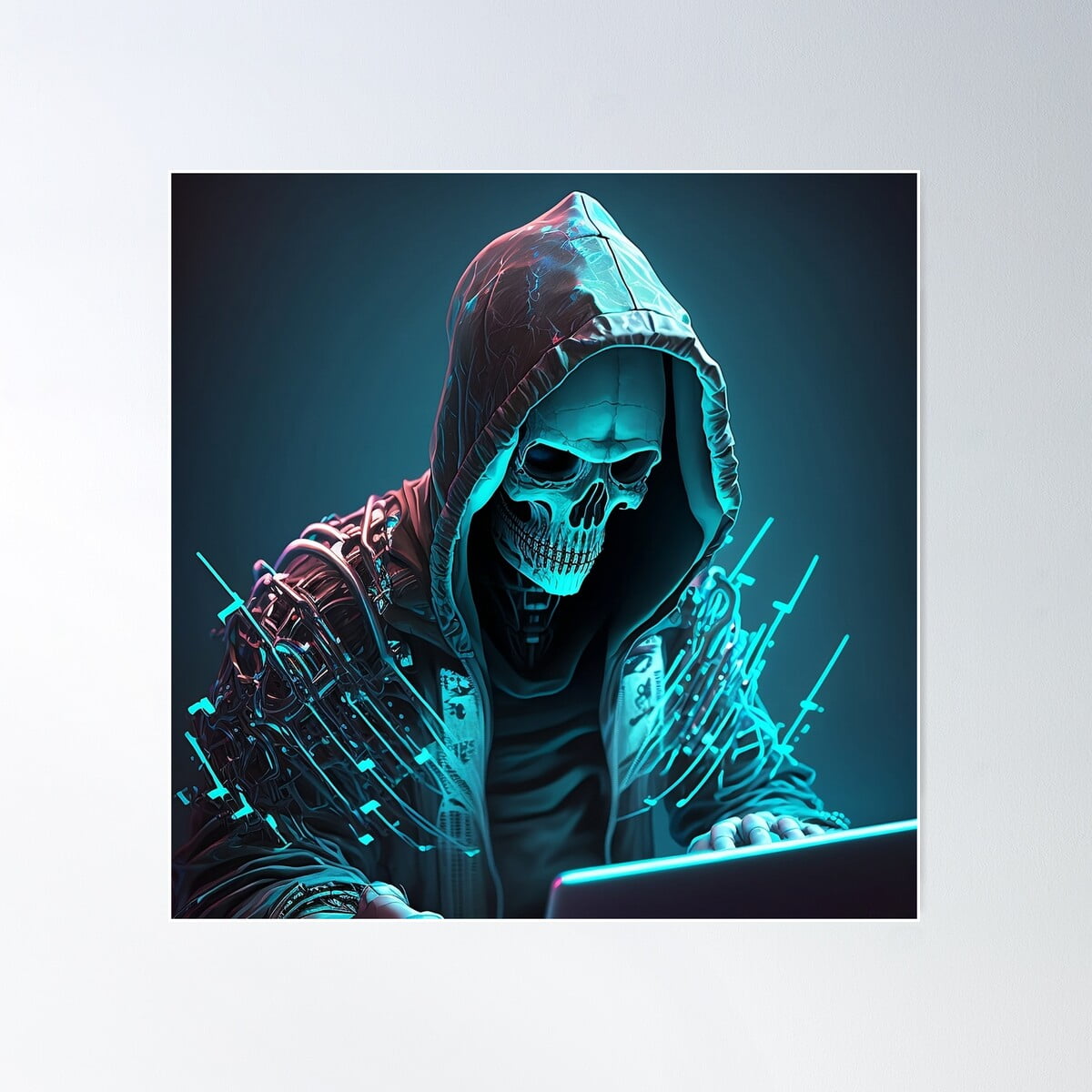 Blue Hacker Skeleton Poster Wall Art, Modern Wall Decor For Living Room ...