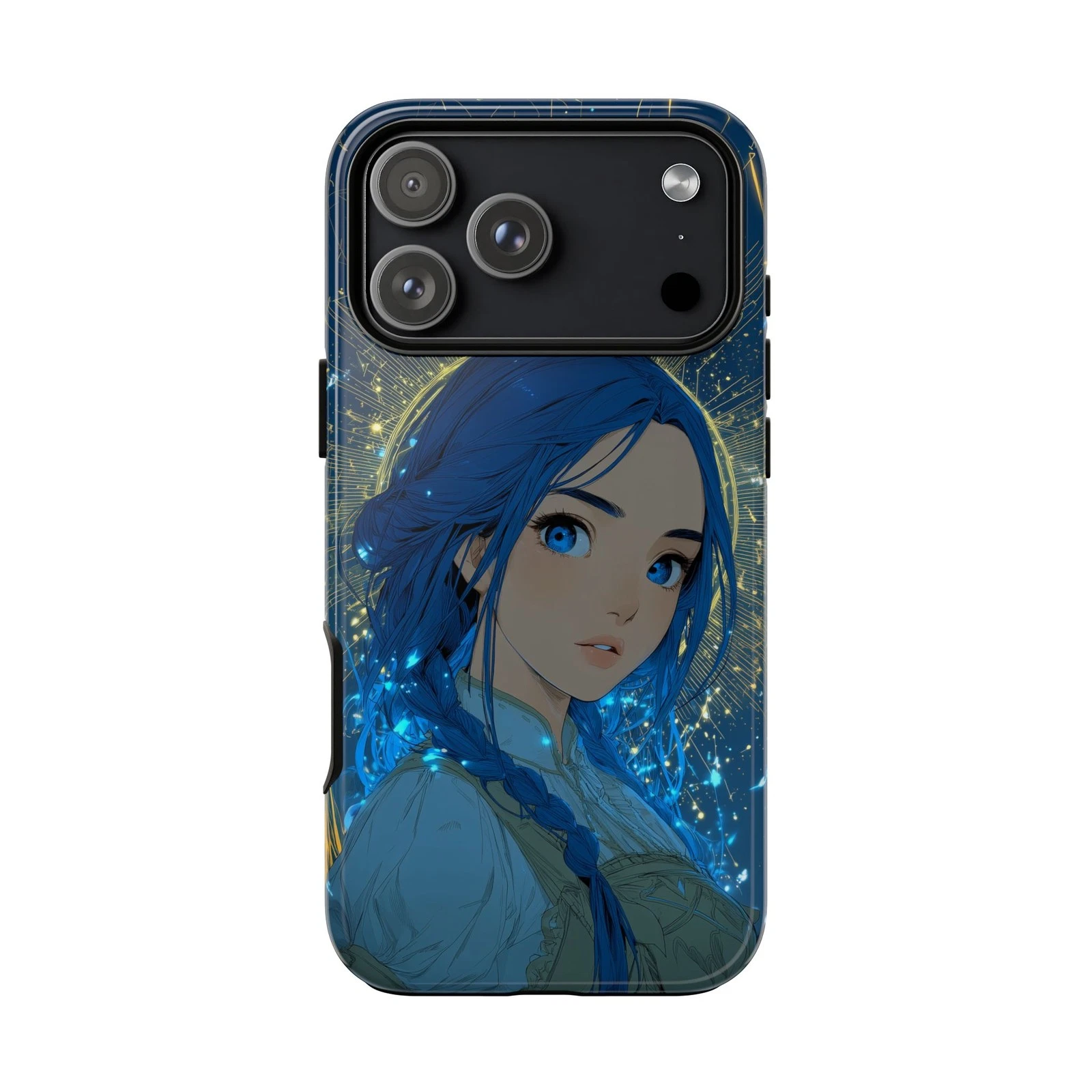 Blue Hair Beauty Anime Girl Art Phone Case for iPhone Case 17 through ...
