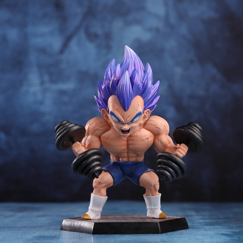 Blue Hair Vegeta Muscle Fitness Barbell GK Statue Hand Model - Walmart.com