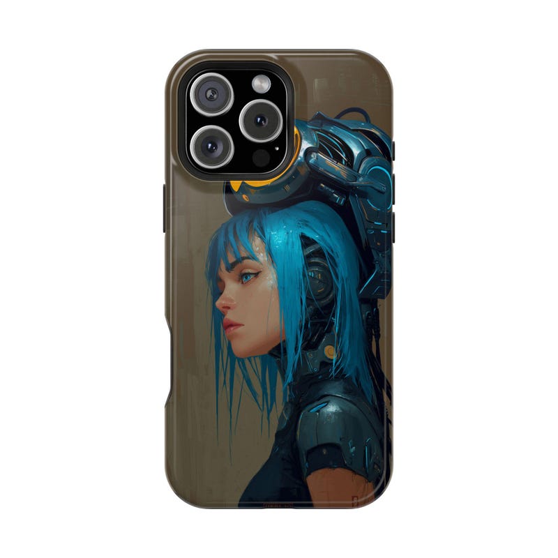 Blue Haired Girl in Cyber Dreams Graphic Phone Case for iPhone 11,12,13 ...