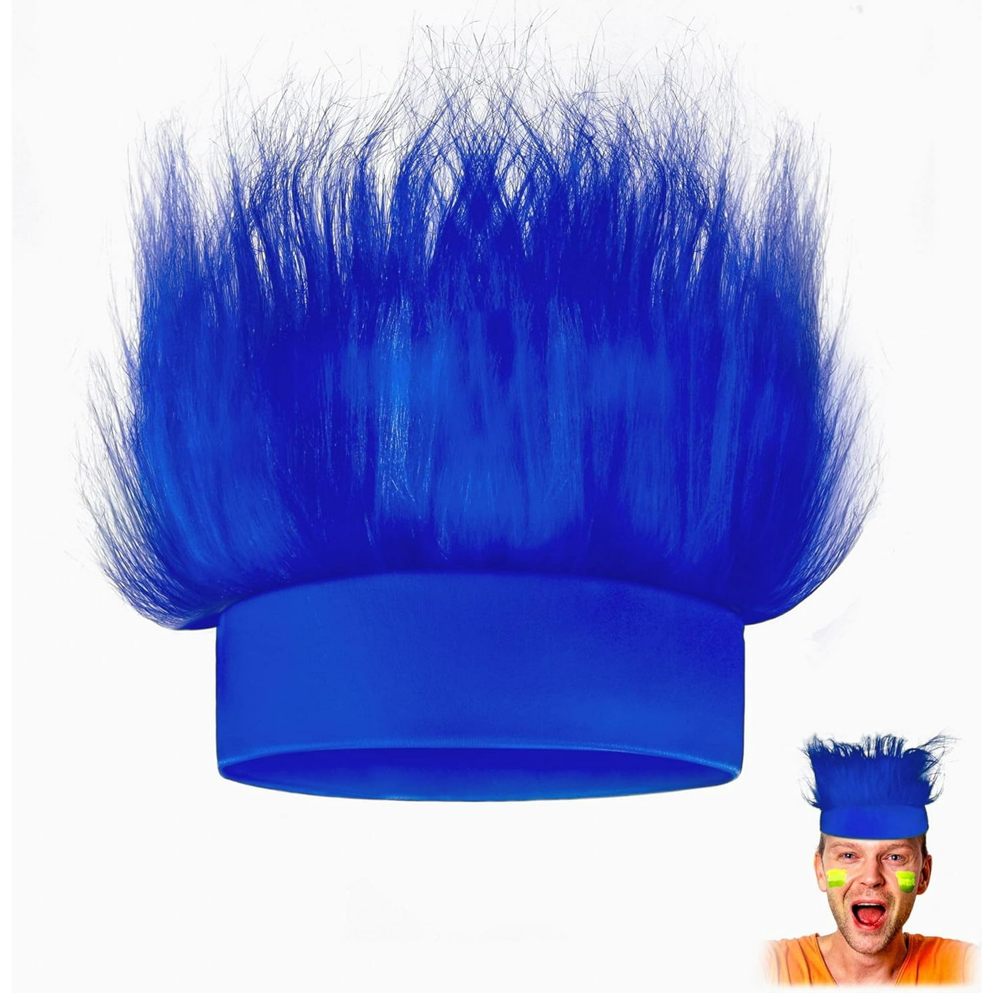 Blue Hairy Costume Headband - Fun and Fuzzy Crazy Hair Wig Troll Hair ...