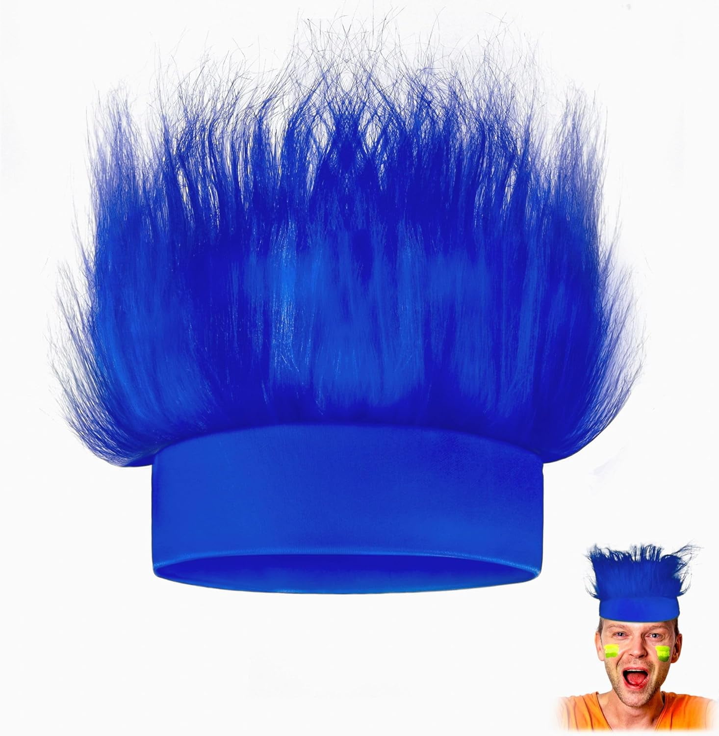Blue Hairy Costume Headband - Fun and Fuzzy Crazy Hair Wig Troll Hair ...