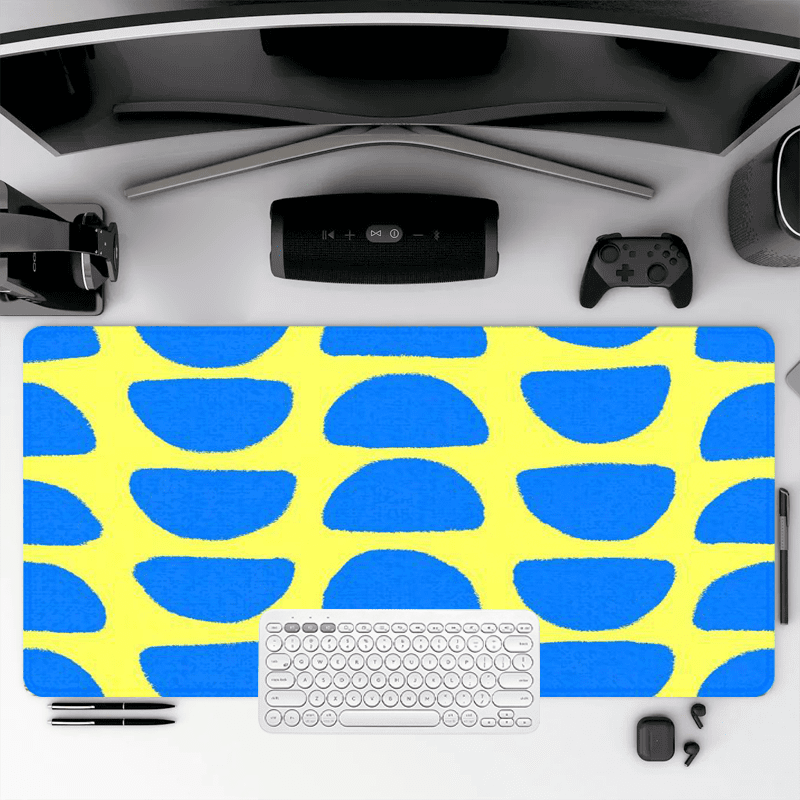 Blue Half Circle Pattern Mouse Pad 35.4 x 15.8 inches Rubber Desk Mat ...