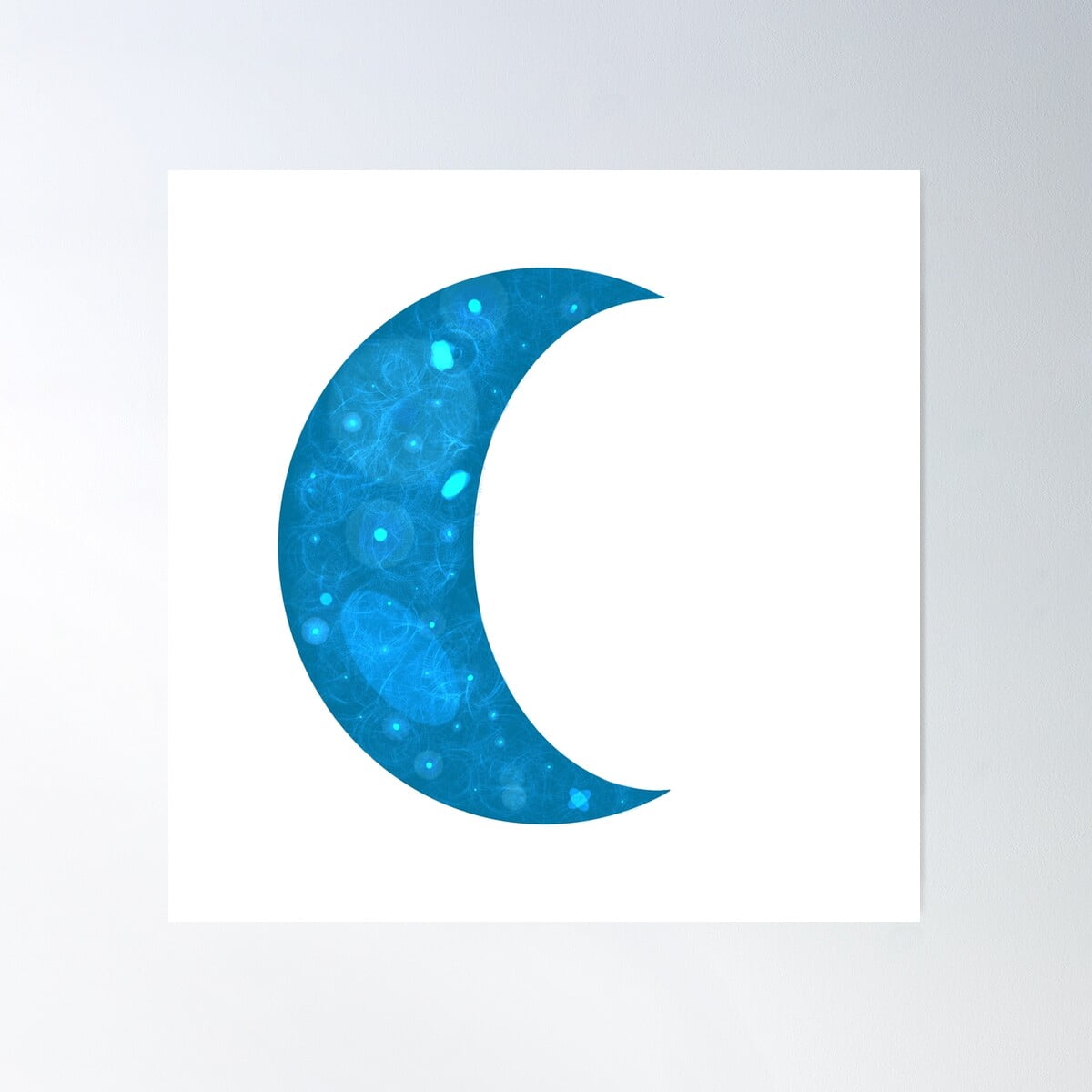 Blue Half Moon Poster Wall Art, Modern Wall Decor For Living Room ...