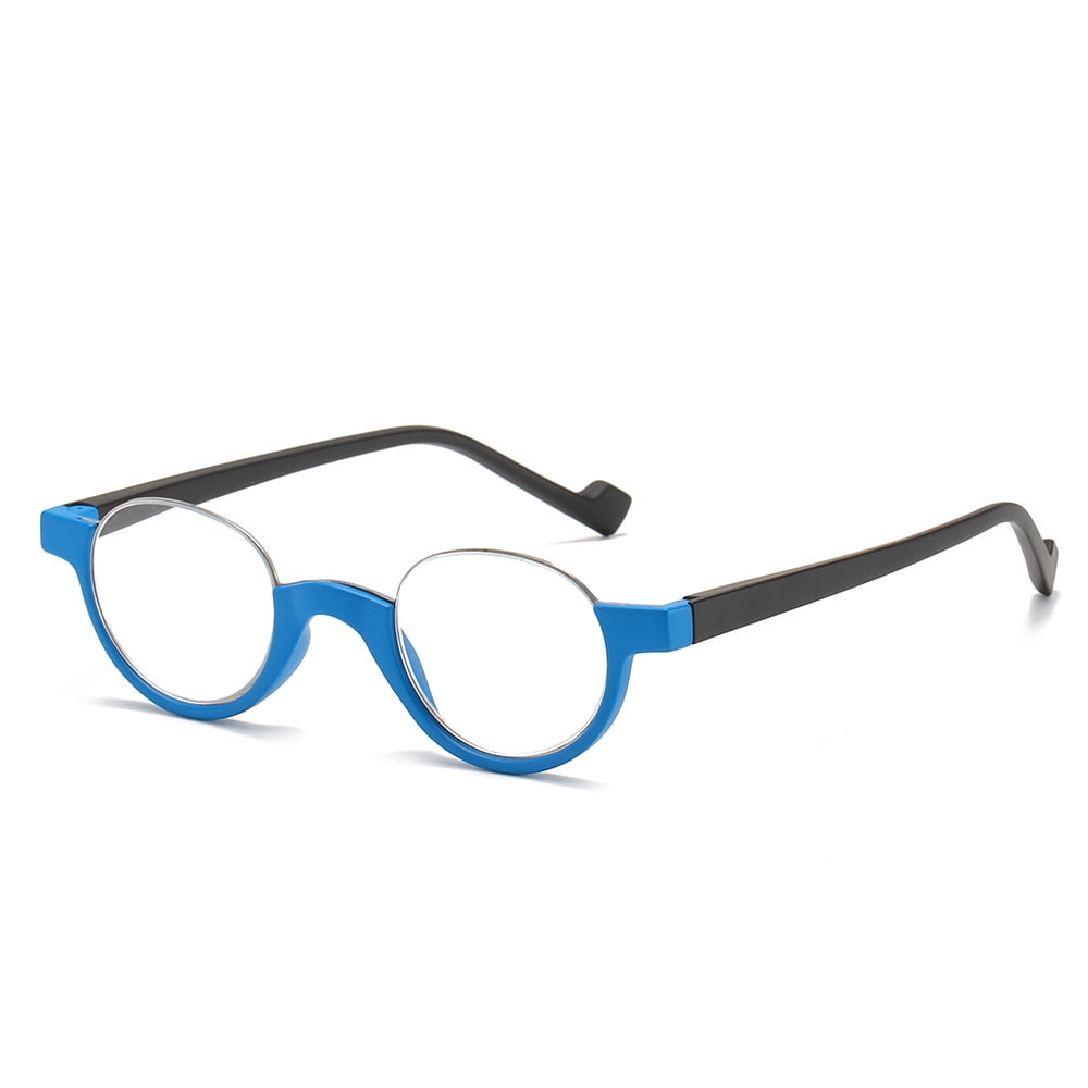 Blue Half Rimless Reading Glasses 1.0, Fashion Round Presbyopia Glasses ...