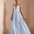 Blue Halter Neck Maxi Dress With Front Thigh Slit And Keyhole Detail ...