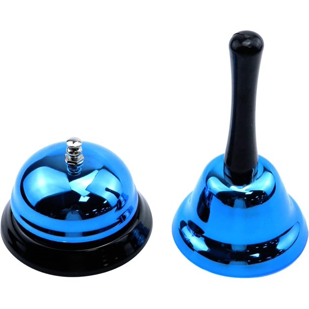 Blue Hand Bell and Call Bell,Metal Hand Rattles Hand Bell for Reminder ...