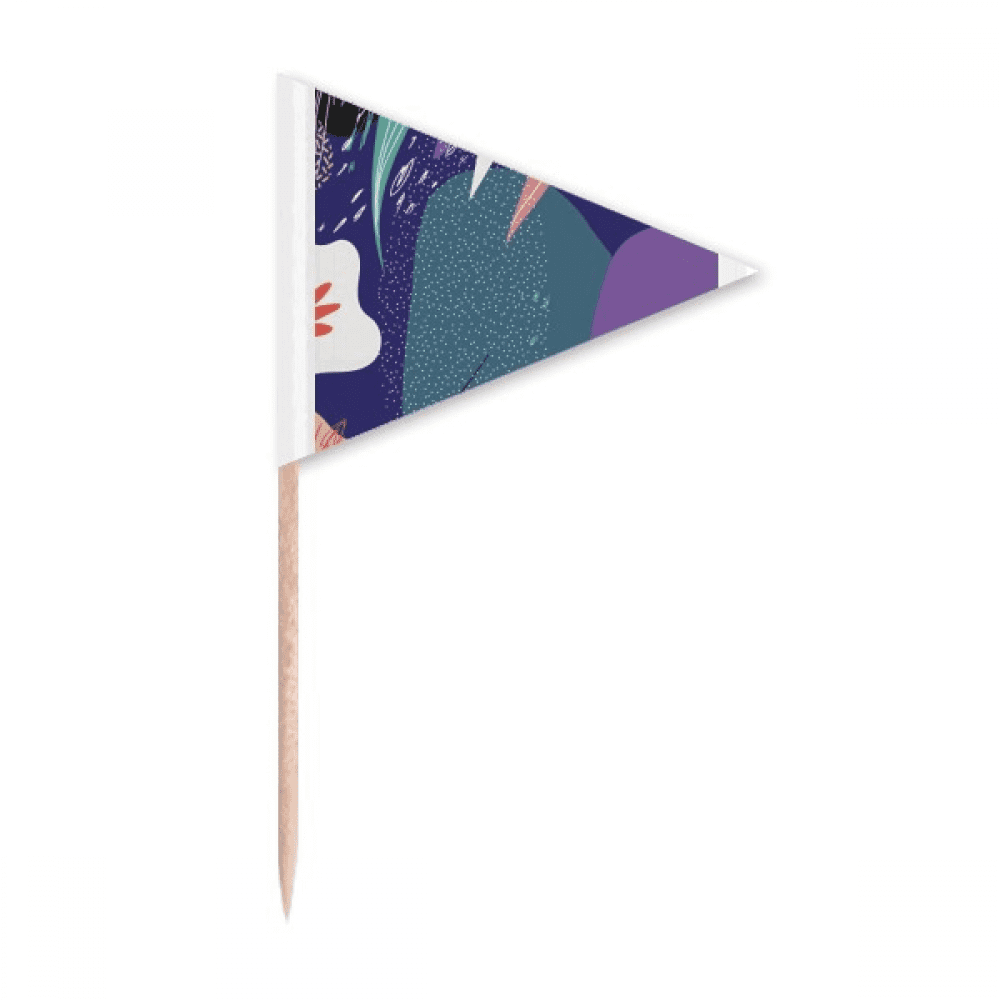 Blue Hand Drawn Art Natural Toothpick Triangle Cupcake Toppers Flag ...