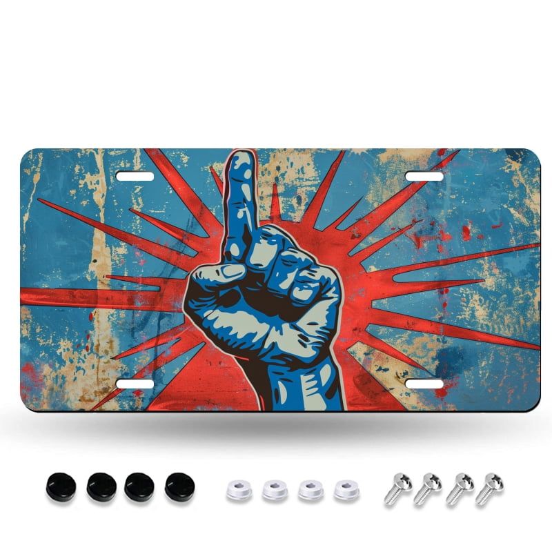 Blue Hand Gesture with a Radiating Red Halo License Plate Frame ...