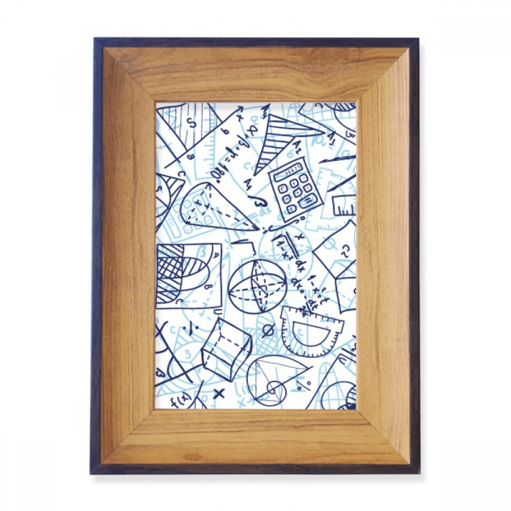 Blue Hand Painted Math Ruler Calculator Illustration Photo Frame ...
