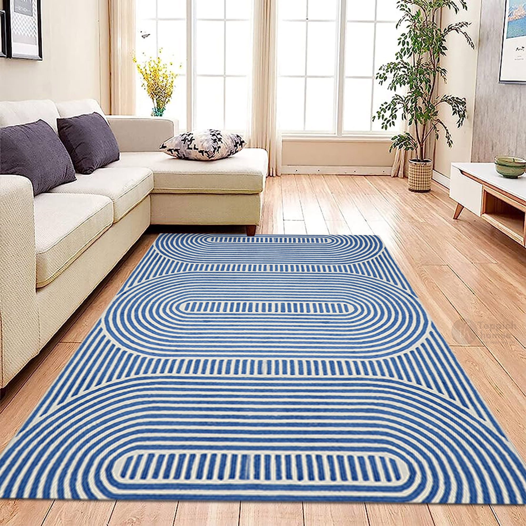 Blue Hand Tufted Rug 10x10, for Living Room, Hallway, Tufted Rugs ...