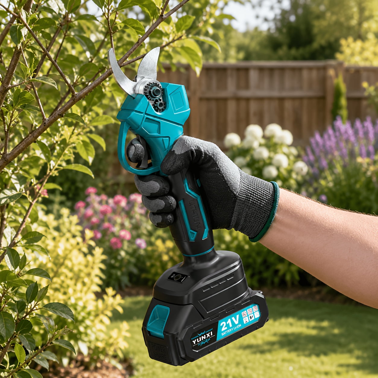 Blue Handheld Cordless Electric Pruning Shears, Rechargeable Lithium ...