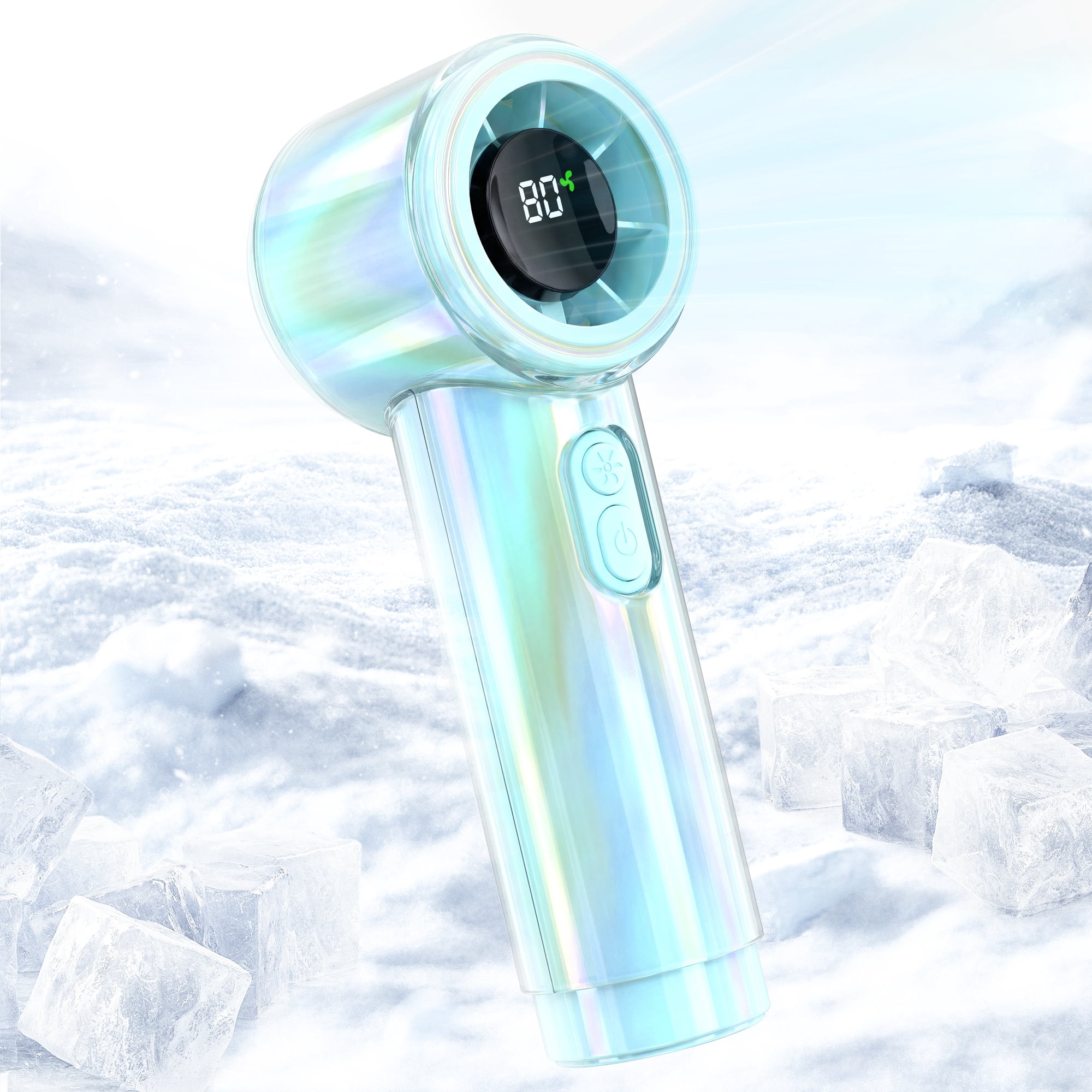 Blue Handheld Fan, Portable Rechargeable Personal Fan Powerful Turbo ...