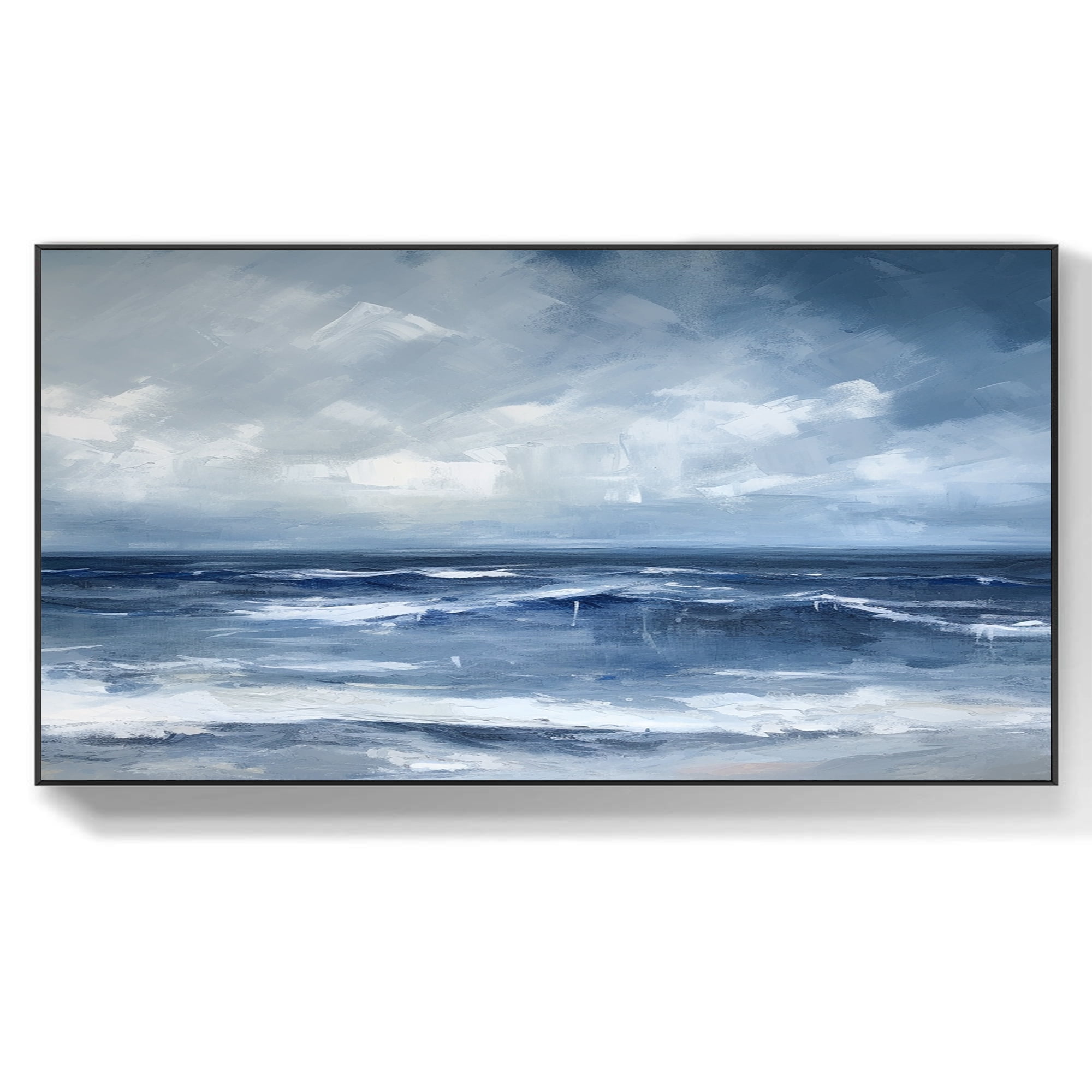Blue Handmade Seascape Painting Minimalist Seascape Oil Painting Blue ...