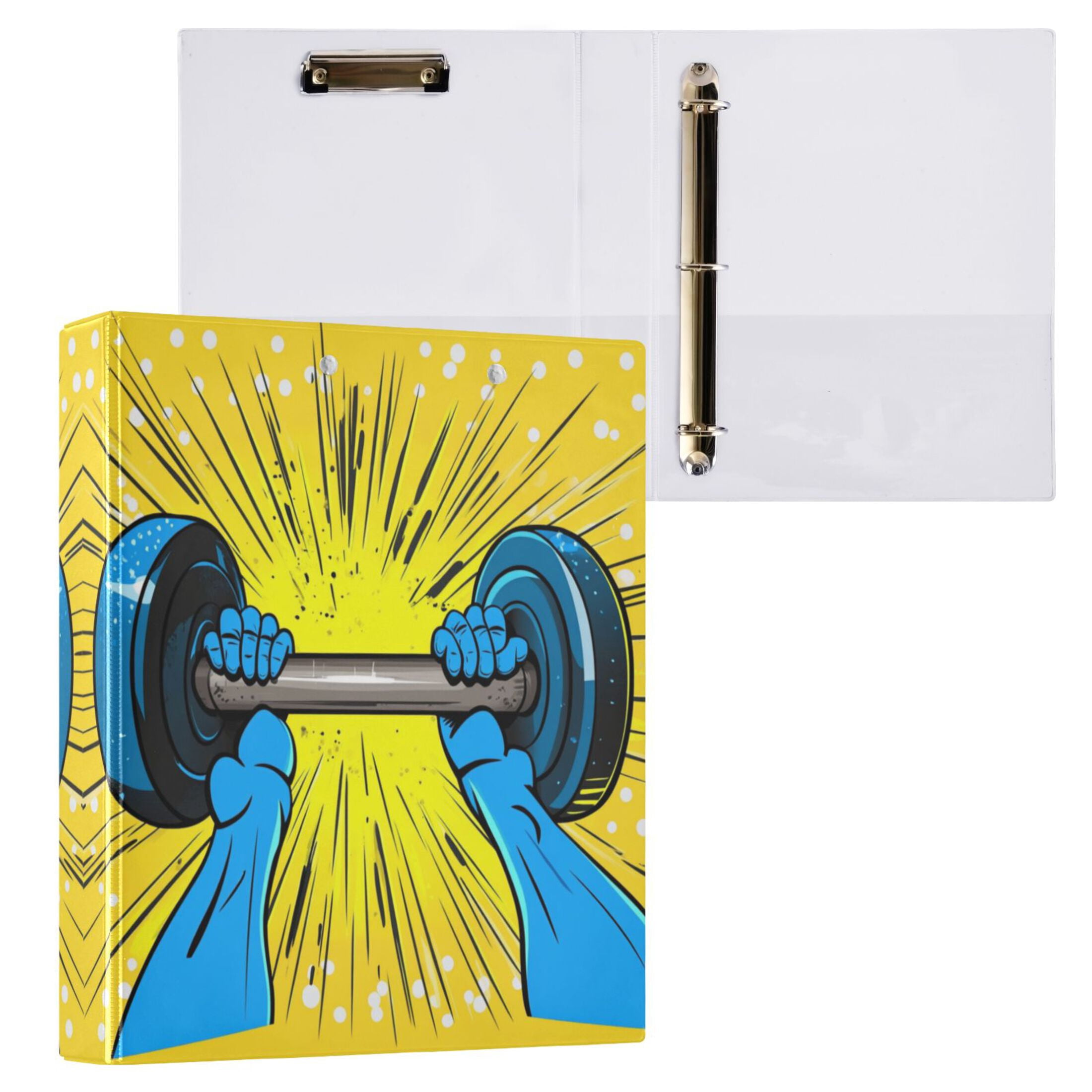Blue Hands Lifting Weights 3 Ring Hardcover Binders 1.5in Round Rings ...