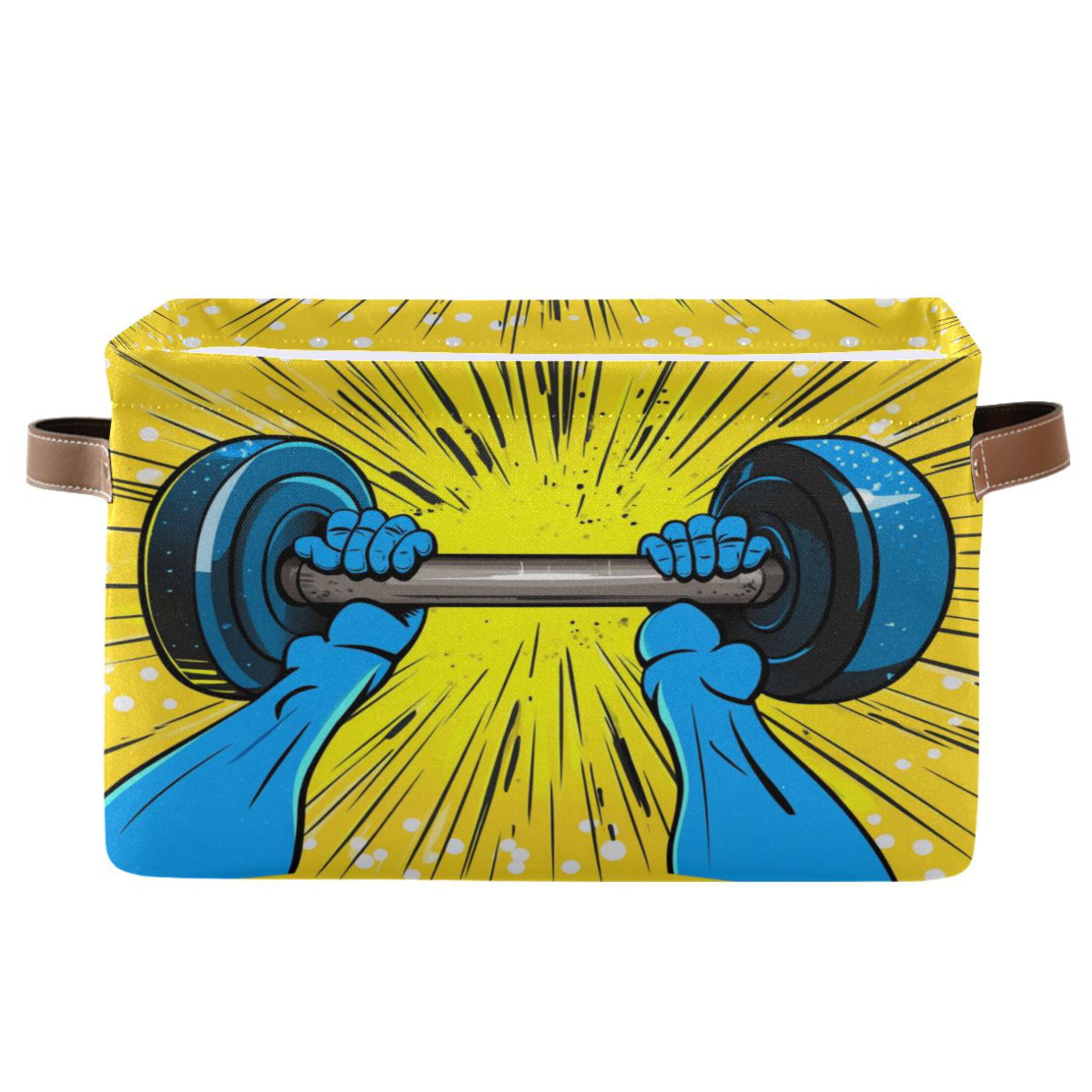 Blue Hands Lifting Weights Foldable Storage Basket,Canvas Fabric ...