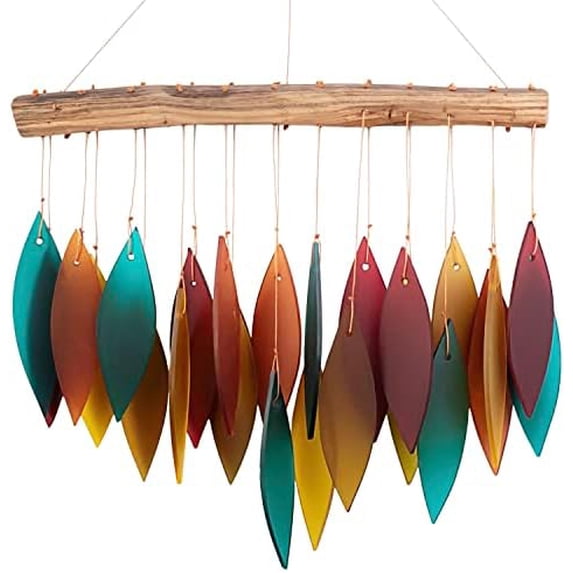Blue Handworks Santa Fe Glass Chime, Sandblasted Glass and Found Wood ...
